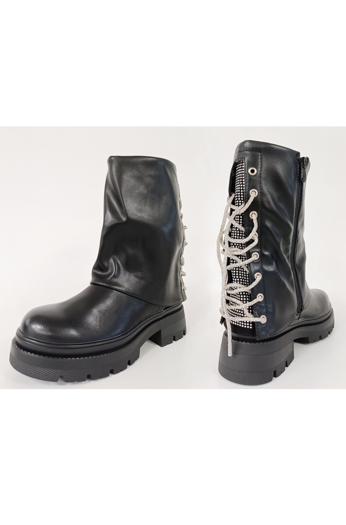 BOTTINES BLANCHES AVEC STRASS ET FERMETURES ÉCLAIR | Paris Fashion Shops