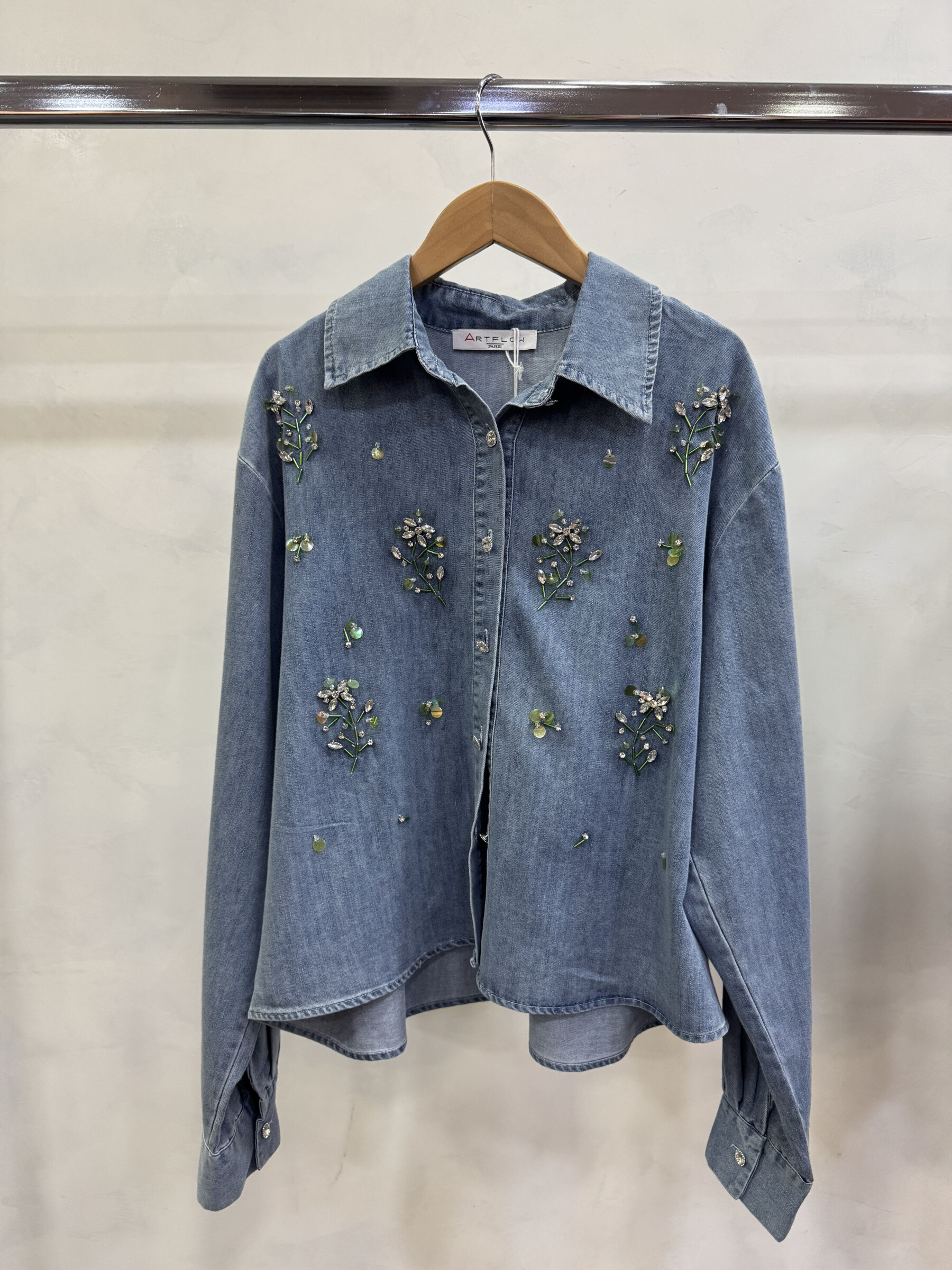 Sparkling Elegance: The Embellished Denim Shirt | Paris Fashion Shops