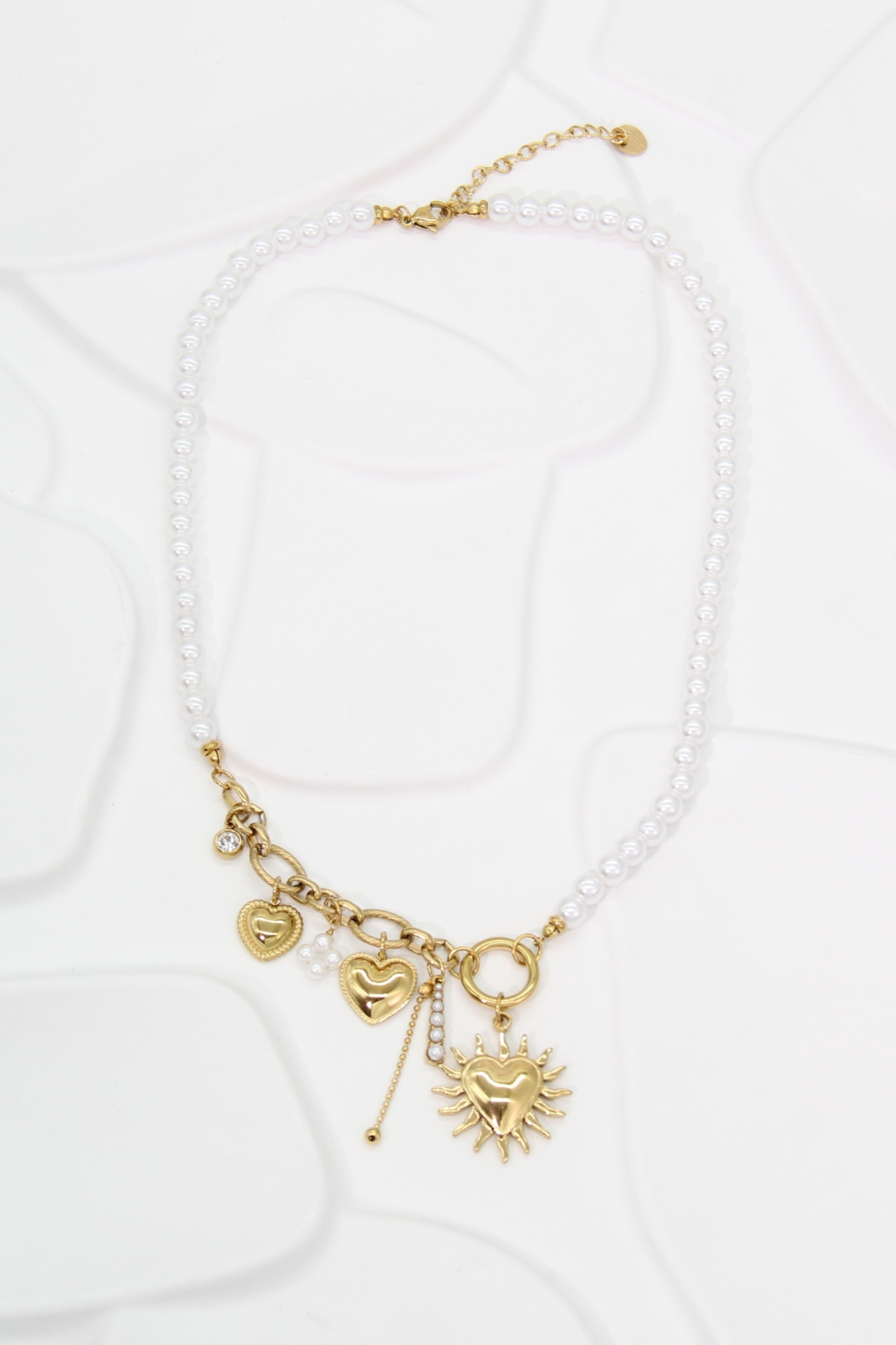 Collier Cœur Asymétrique Perlé en Acier Inoxydable – Élégance ...