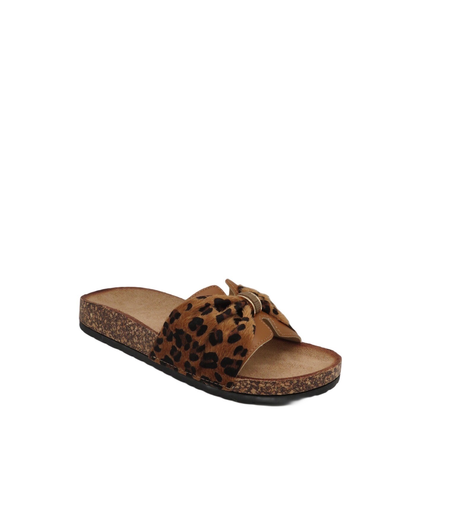 Leopard faux suede slide sandals | Paris Fashion Shops
