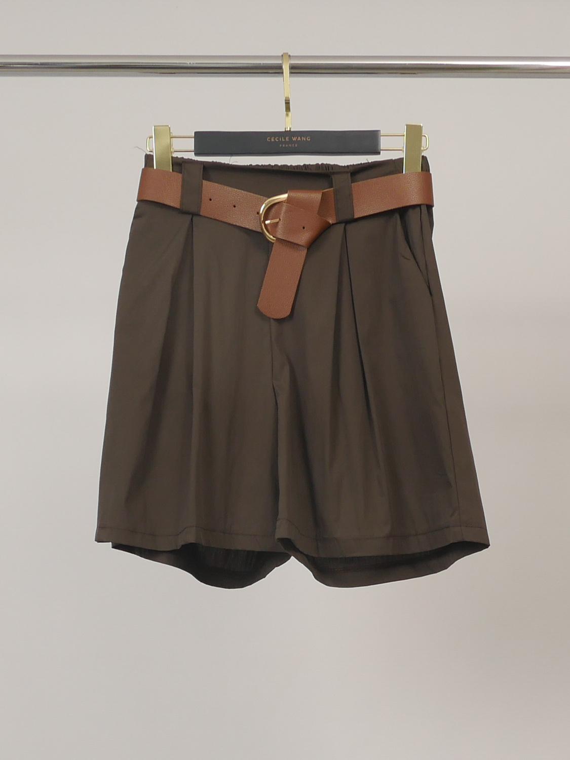 Wide cotton shorts with buckled belt TDM55525-3 | Paris Fashion Shops