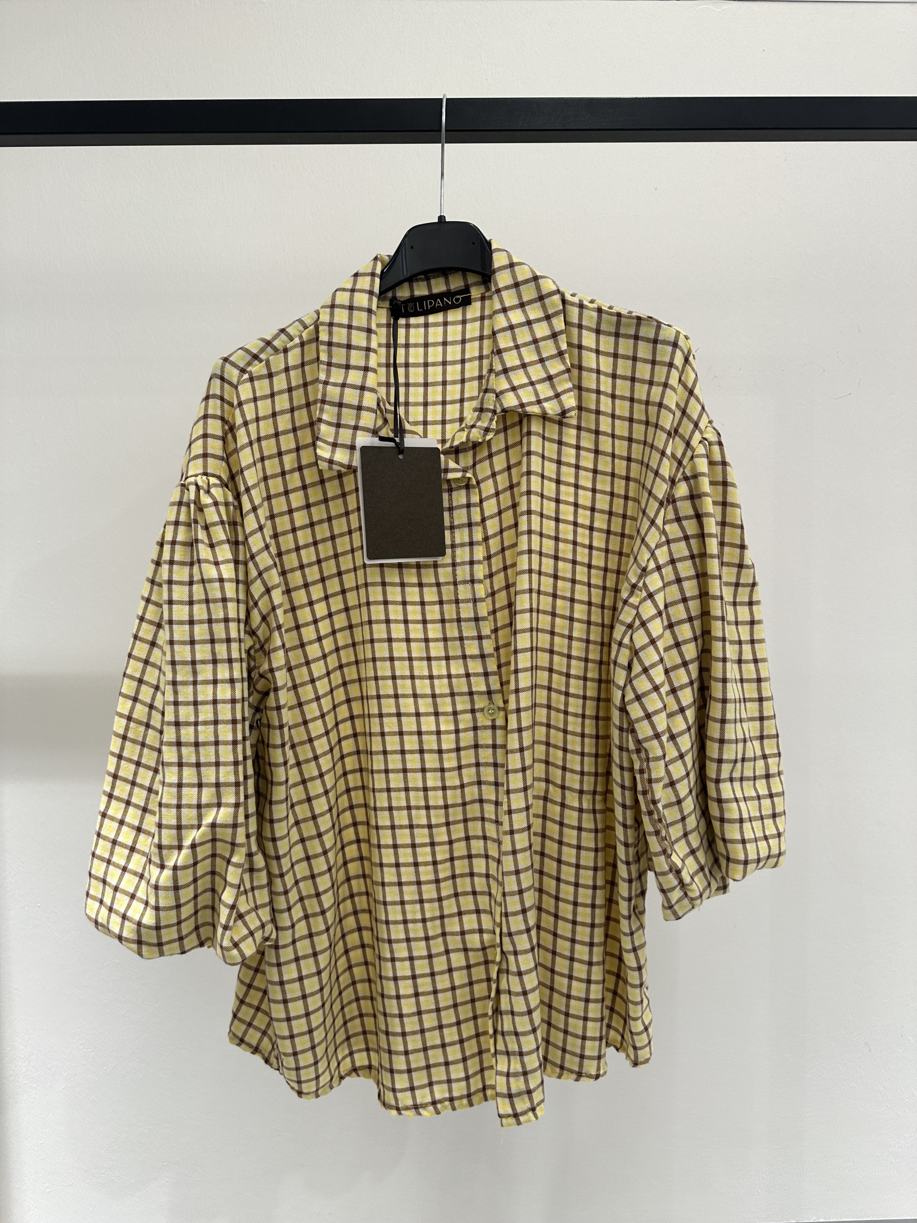 PLAID POLYCOTTON SHIRT WITH PUFF SLEEVES | Paris Fashion Shops