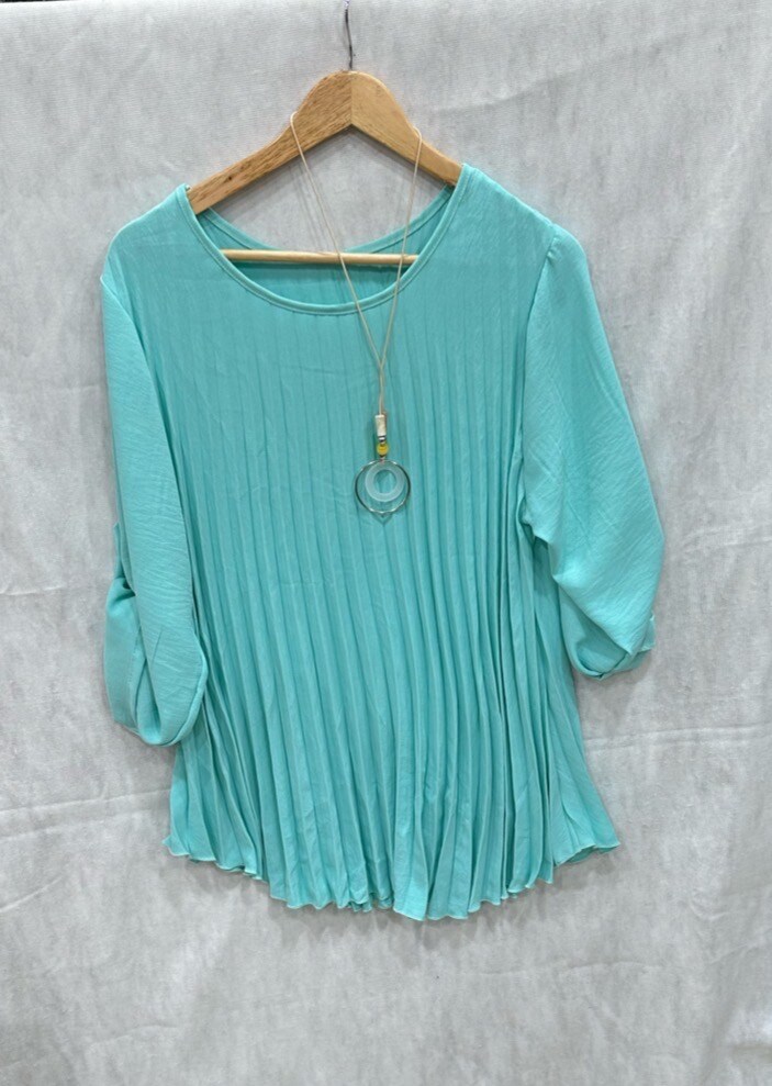 TOP UNI PLISSÉ À MANCHES LONGUES | Paris Fashion Shops