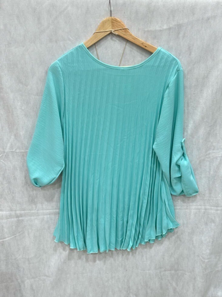 TOP UNI PLISSÉ À MANCHES LONGUES | Paris Fashion Shops