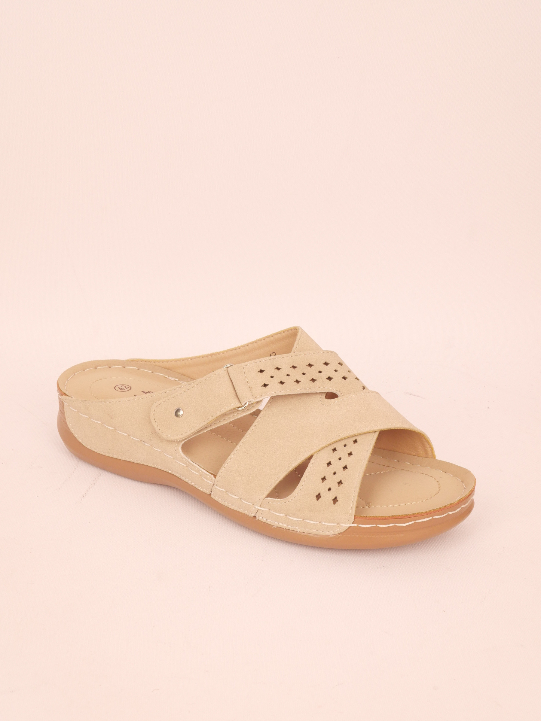 Mules en simili avec semelle orthopédique à coutures apparentes et ...