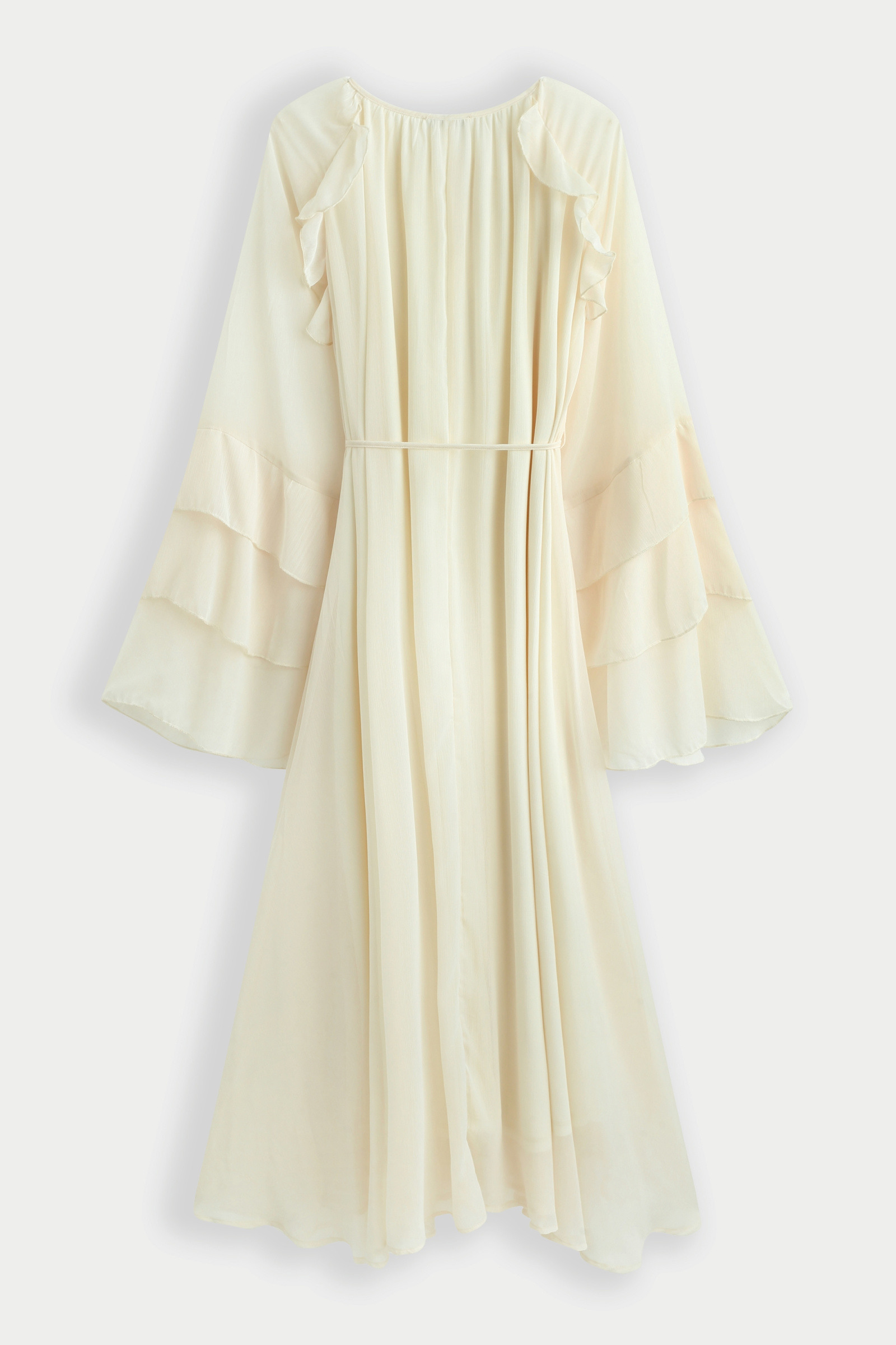Flowy Long Dress with Ruffles and Flared Sleeves | Paris Fashion Shops