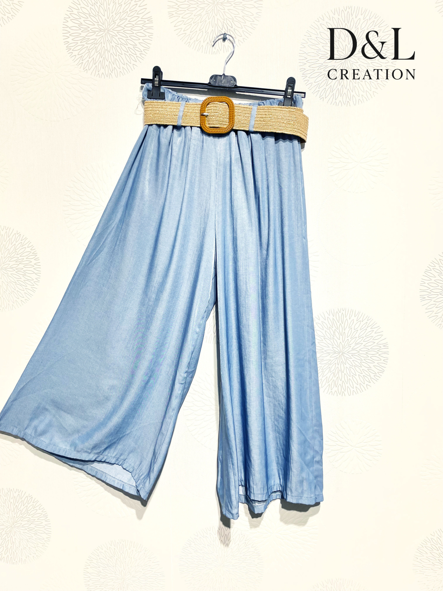 Pantalon 7/8ème pattes larges en jean tencel extra souple T38 à T48 D&L ...