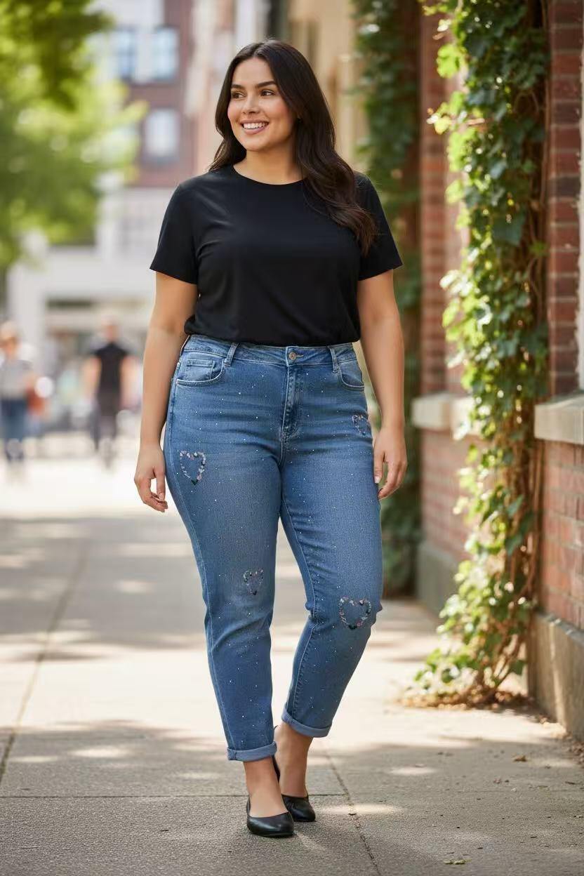 JEANS MOM FIT BRODER AVEC STRASS | Paris Fashion Shops