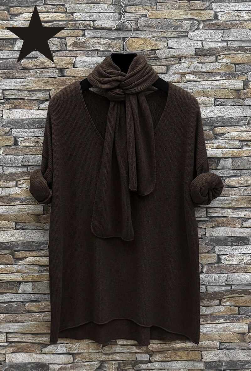 Pull FLORENCE avec écharpe en maille très doux, chic et tendance ...