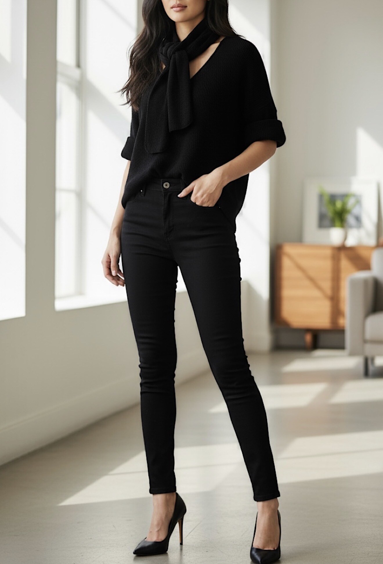Pull FLORENCE avec écharpe en maille très doux, chic et tendance ...