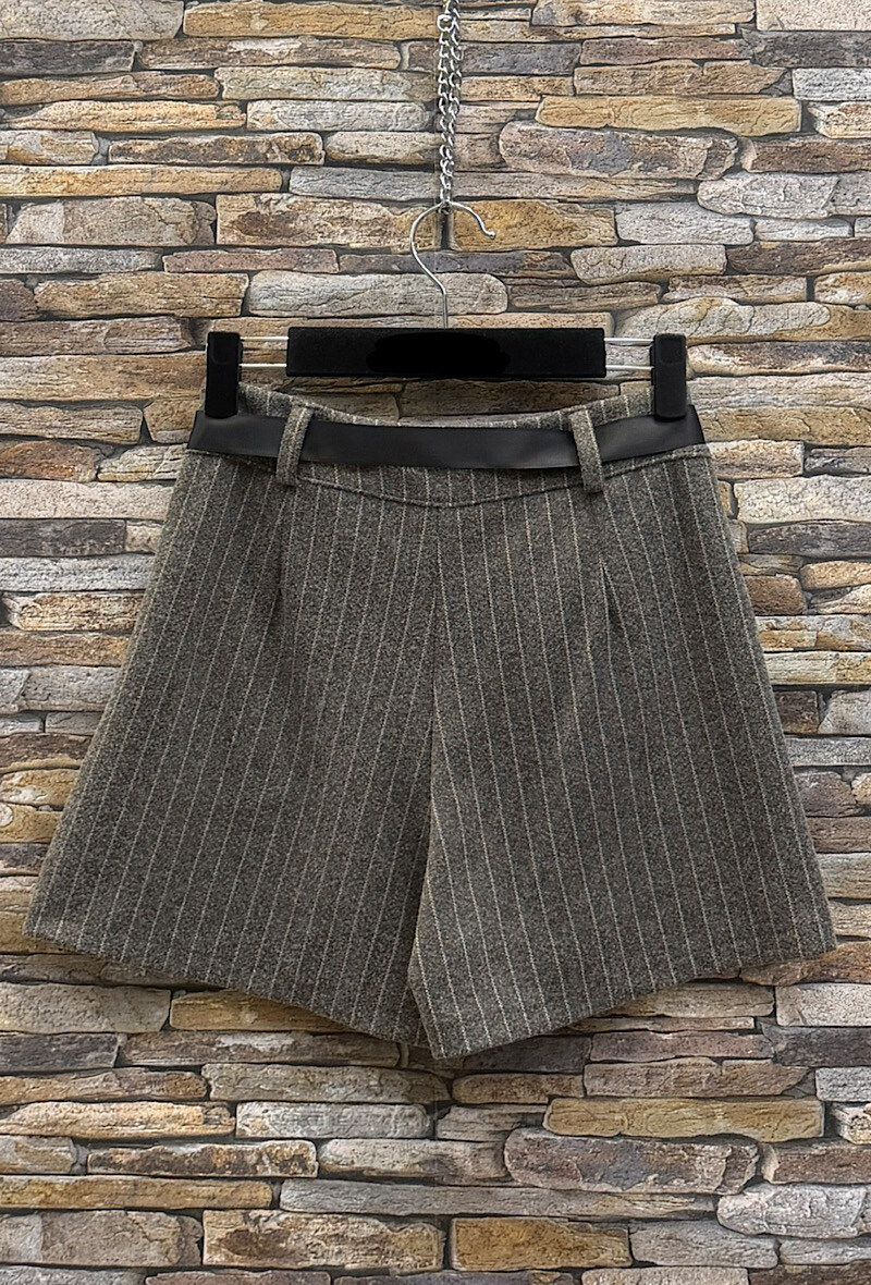 Short DAVY ceinture noeud molletonné Aspect Flanelle de laine épaisse ...