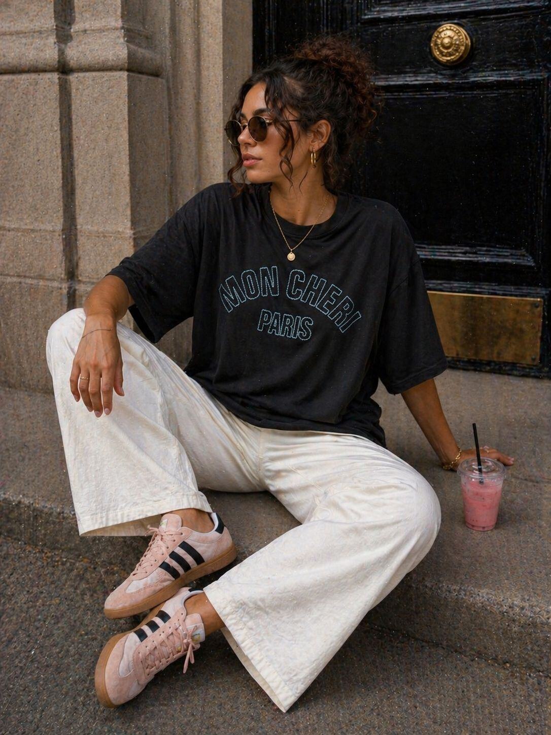 OVERSIZED TEE MON CHÉRI PARIS EMBROIDERED | Paris Fashion Shops