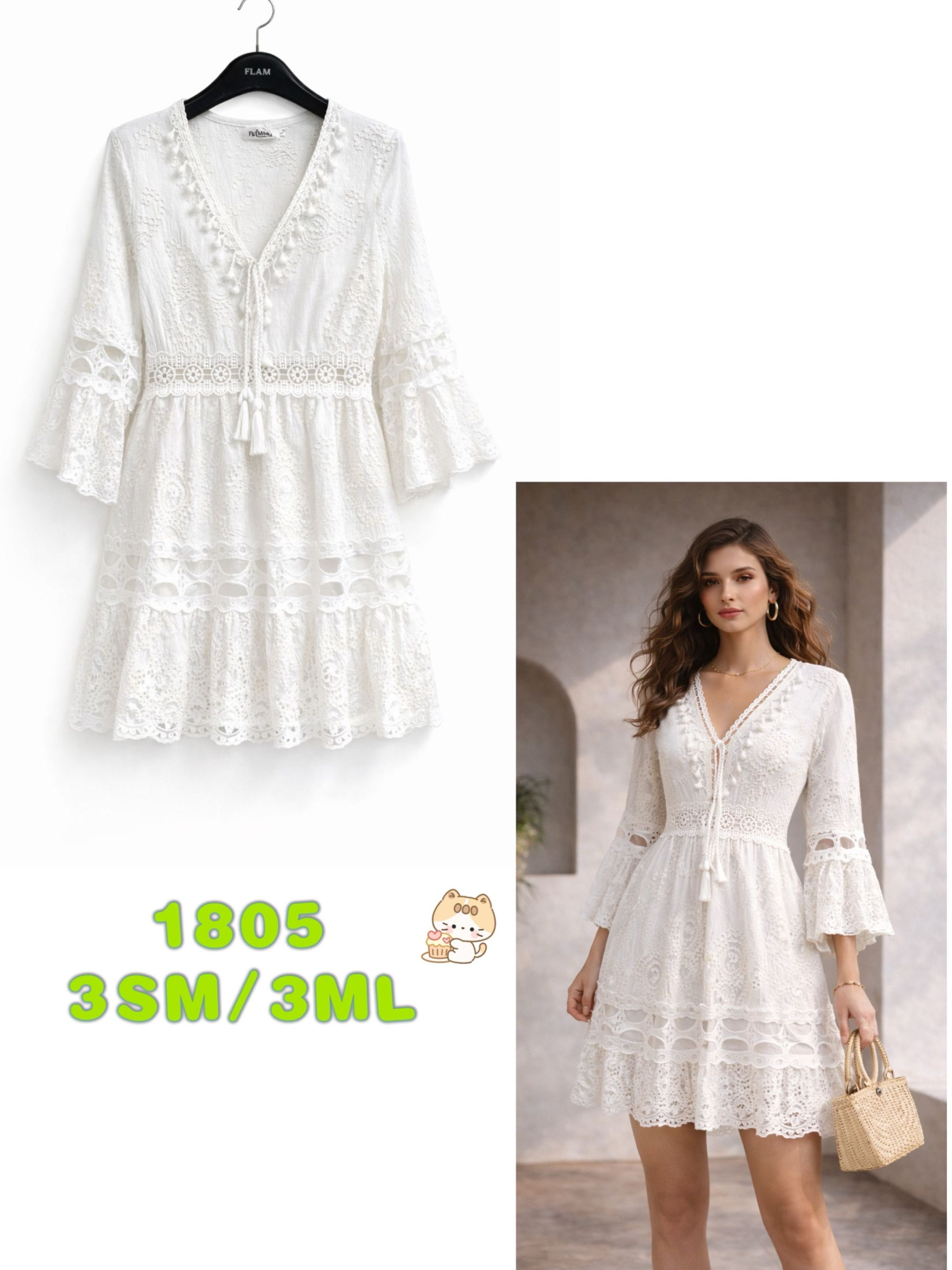 Robe courte en dentelle bohème | Paris Fashion Shops
