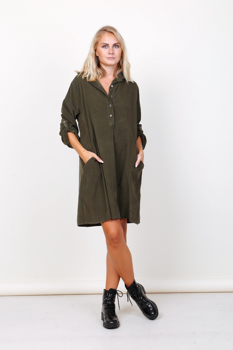 Robe en velours côtelé femme – Style chemise, manches longues ...
