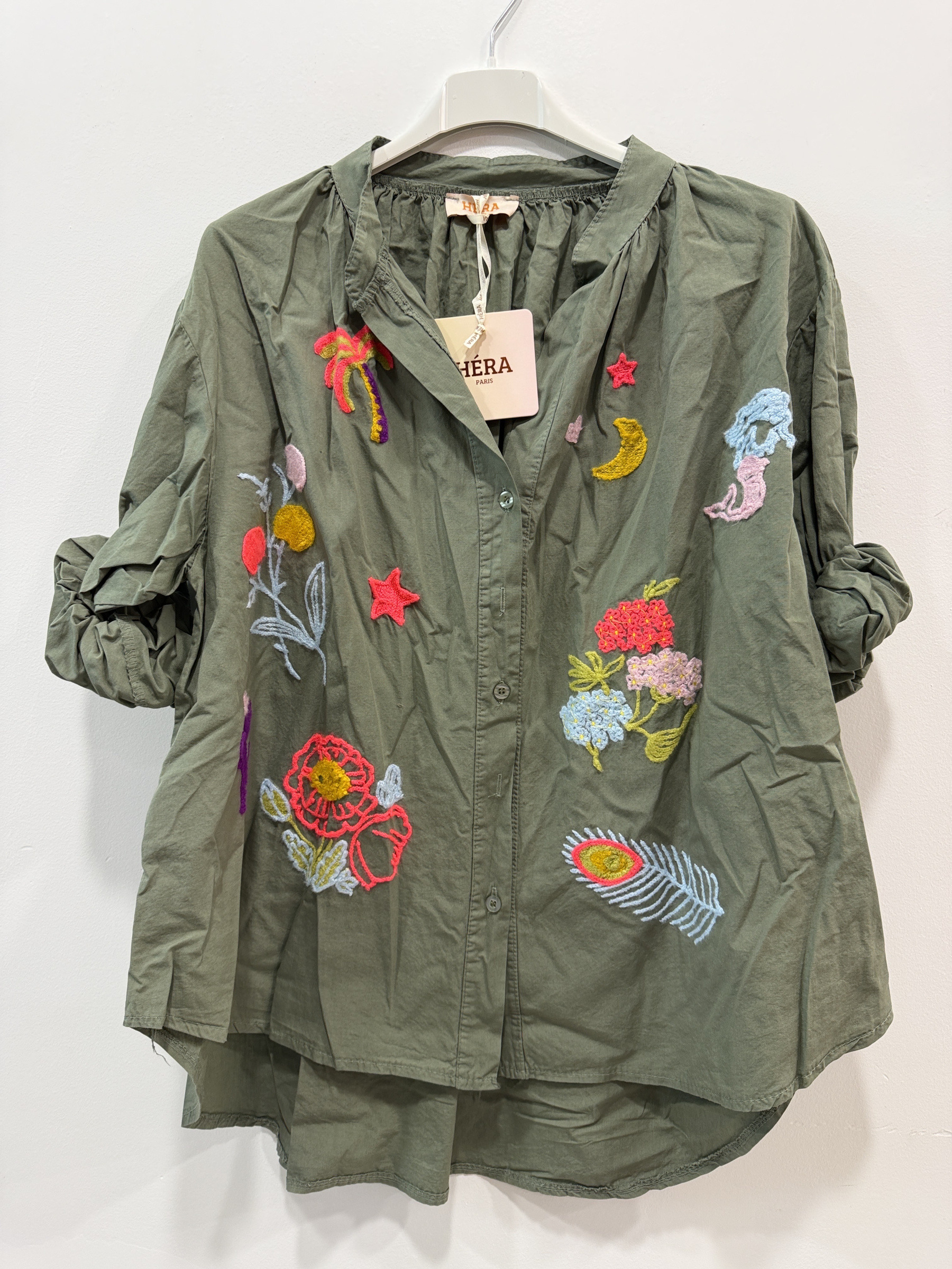 Embroidered Mao collar shirt | Paris Fashion Shops