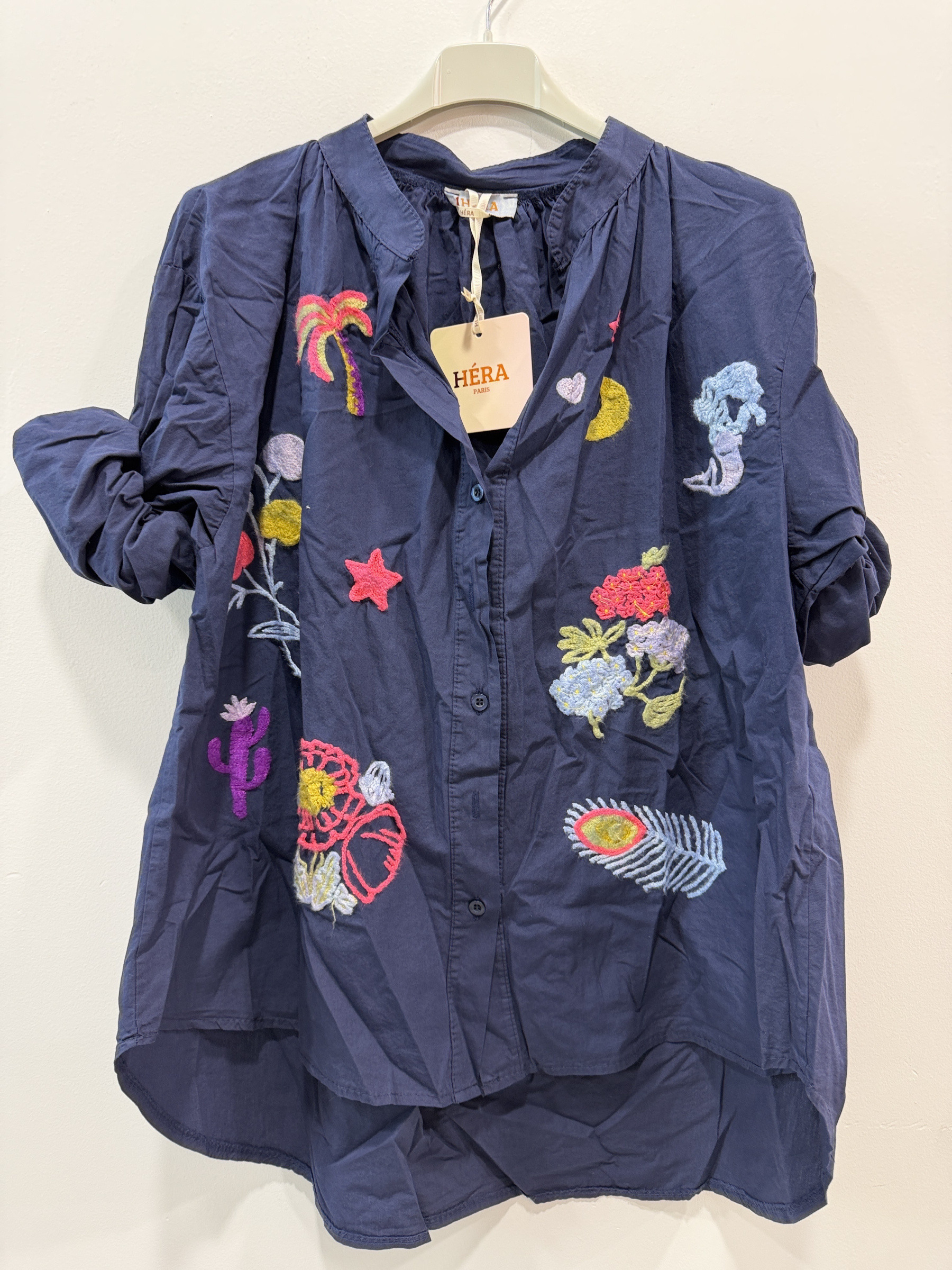 Embroidered Mao collar shirt | Paris Fashion Shops