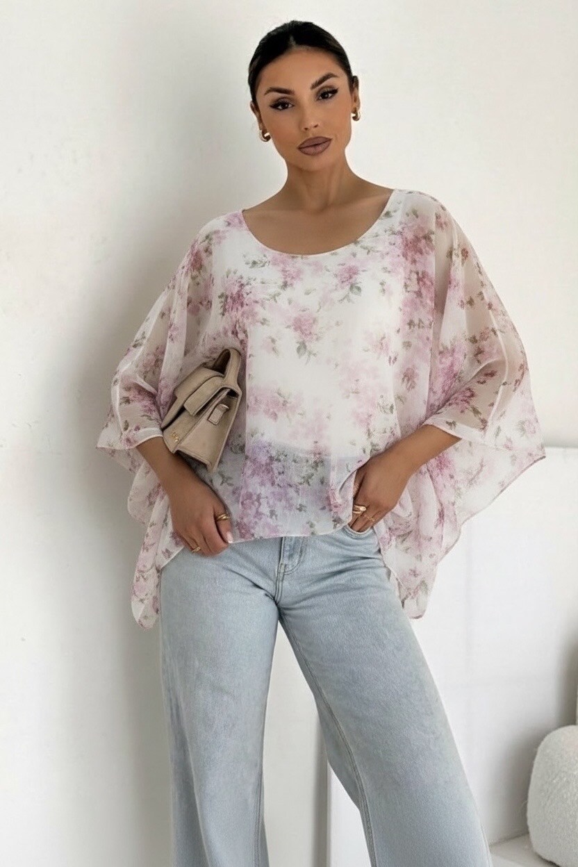 Oversized floral print blouse with lining | Paris Fashion Shops