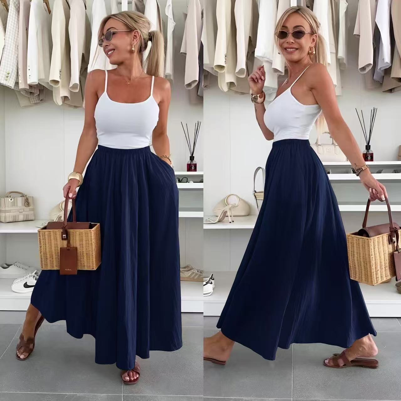Jupe longue fluide avec poches en viscose souple ISSYMA | Paris Fashion ...