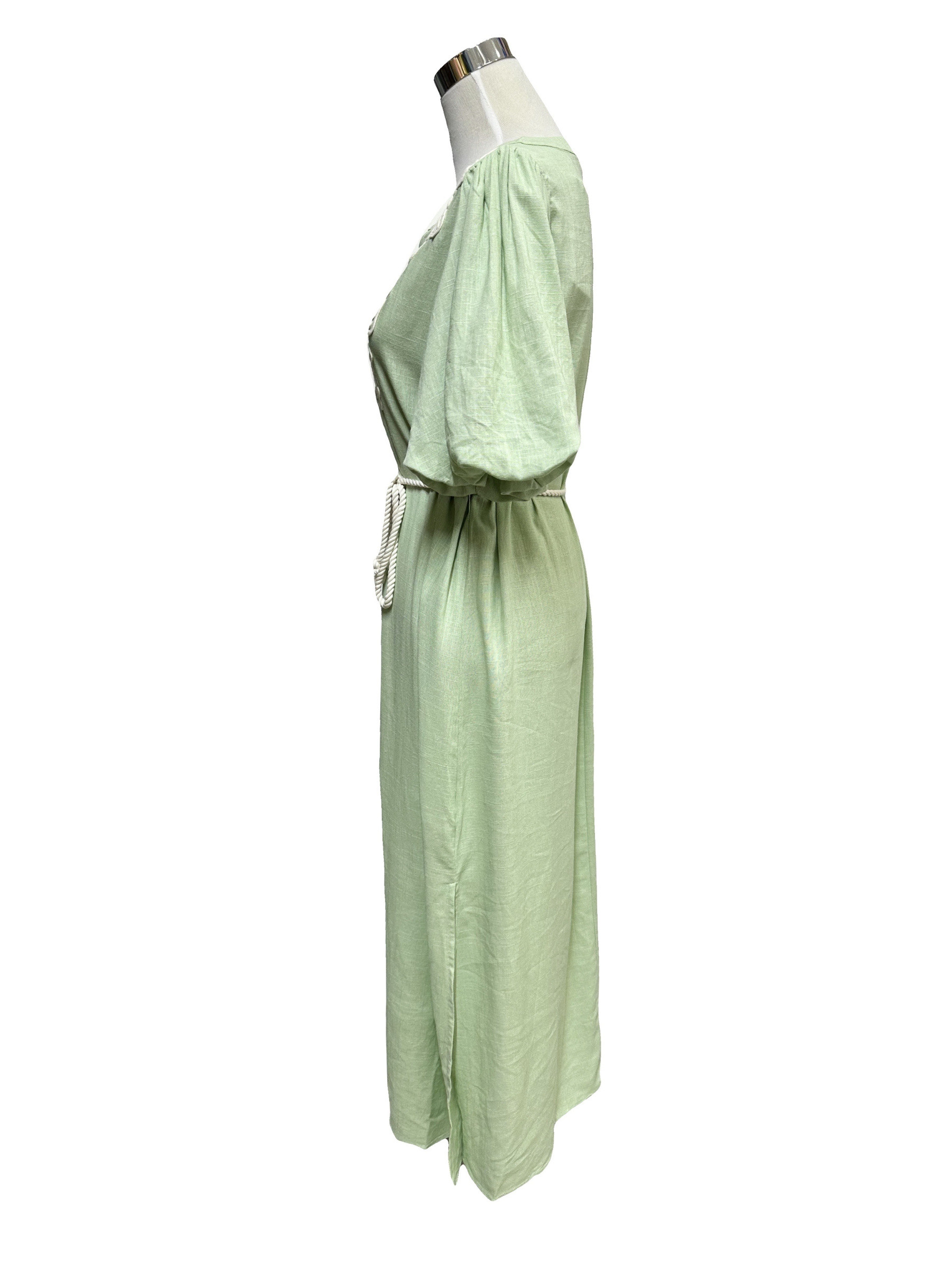 Robe Longue Brodée Avec Ceinture Corde | Paris Fashion Shops