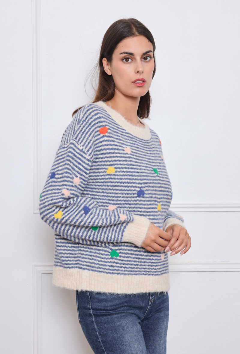 Heart-embroidered sweater | Paris Fashion Shops
