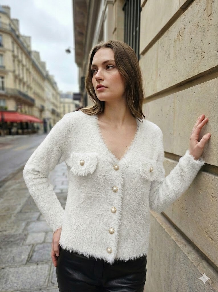 Justine&co Chic Cardigan with Gold Buttons | Paris Fashion Shops