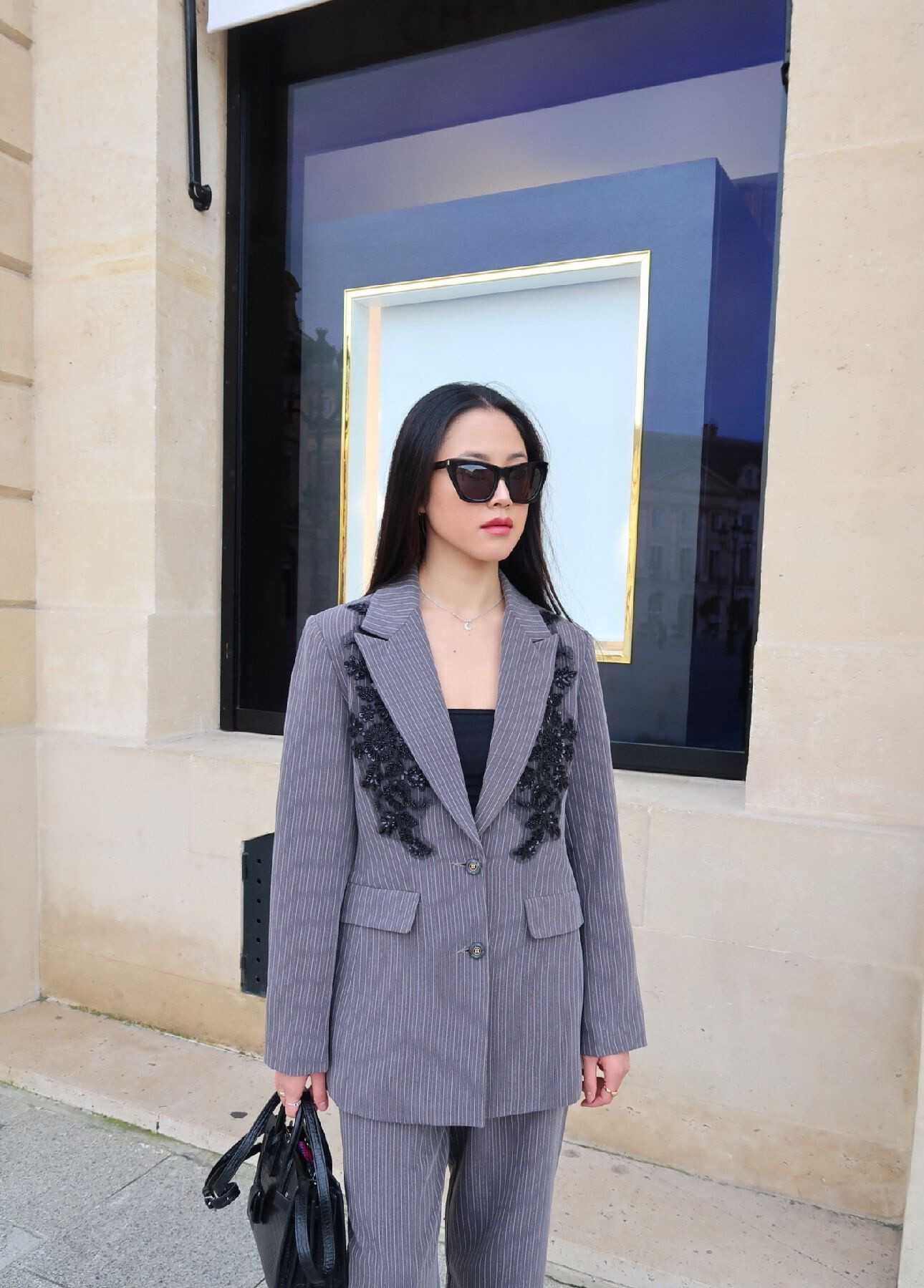 ENSEMBLE VESTE BLAZER DENTELLE PANTALON LONG RAYURE PAILLETTE CHIC FÊTE LAFÉEROSE | Paris ...