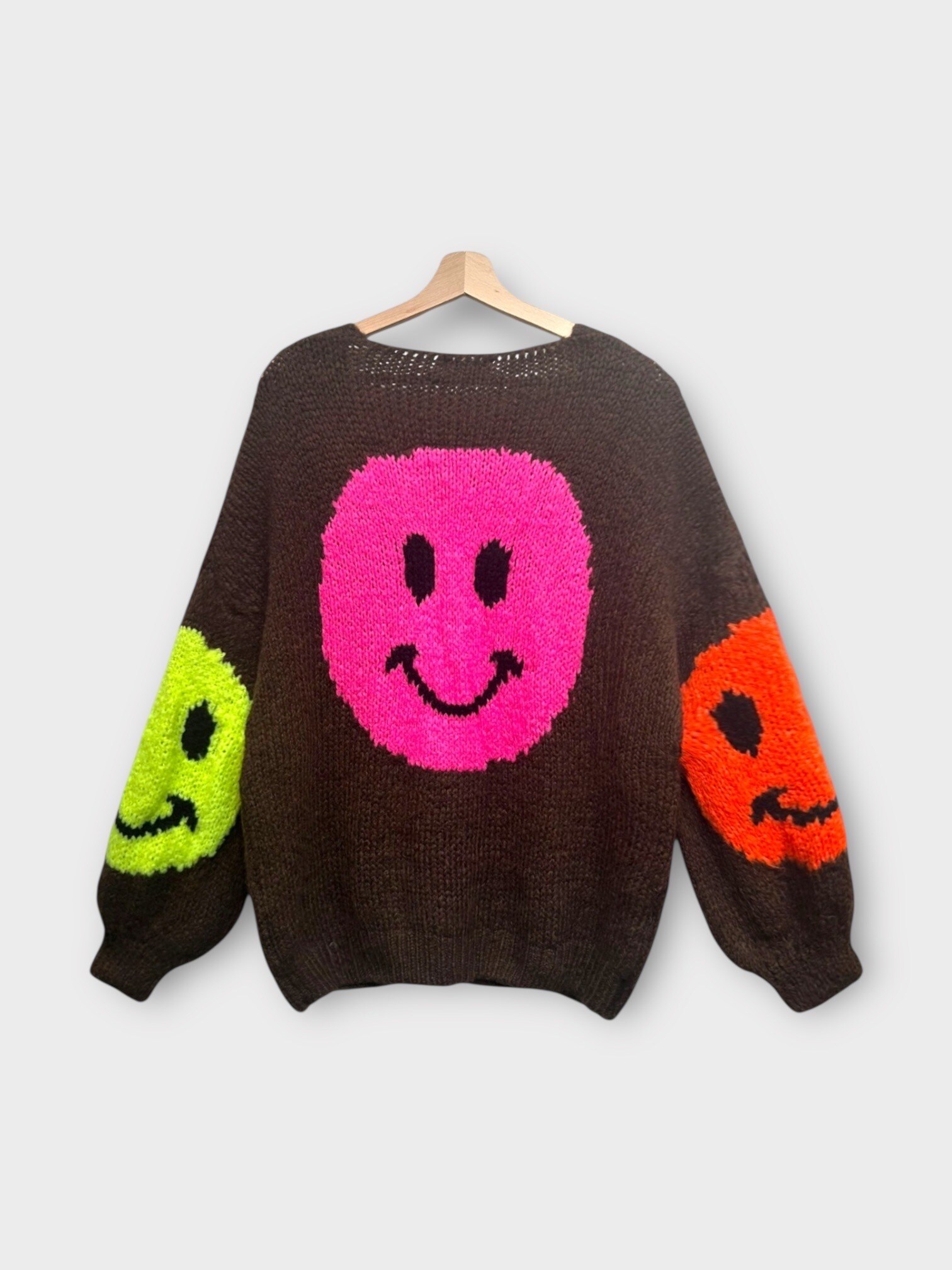 Oversize woolen sweater Smiley V -neck V long sleeves | Paris Fashion Shops