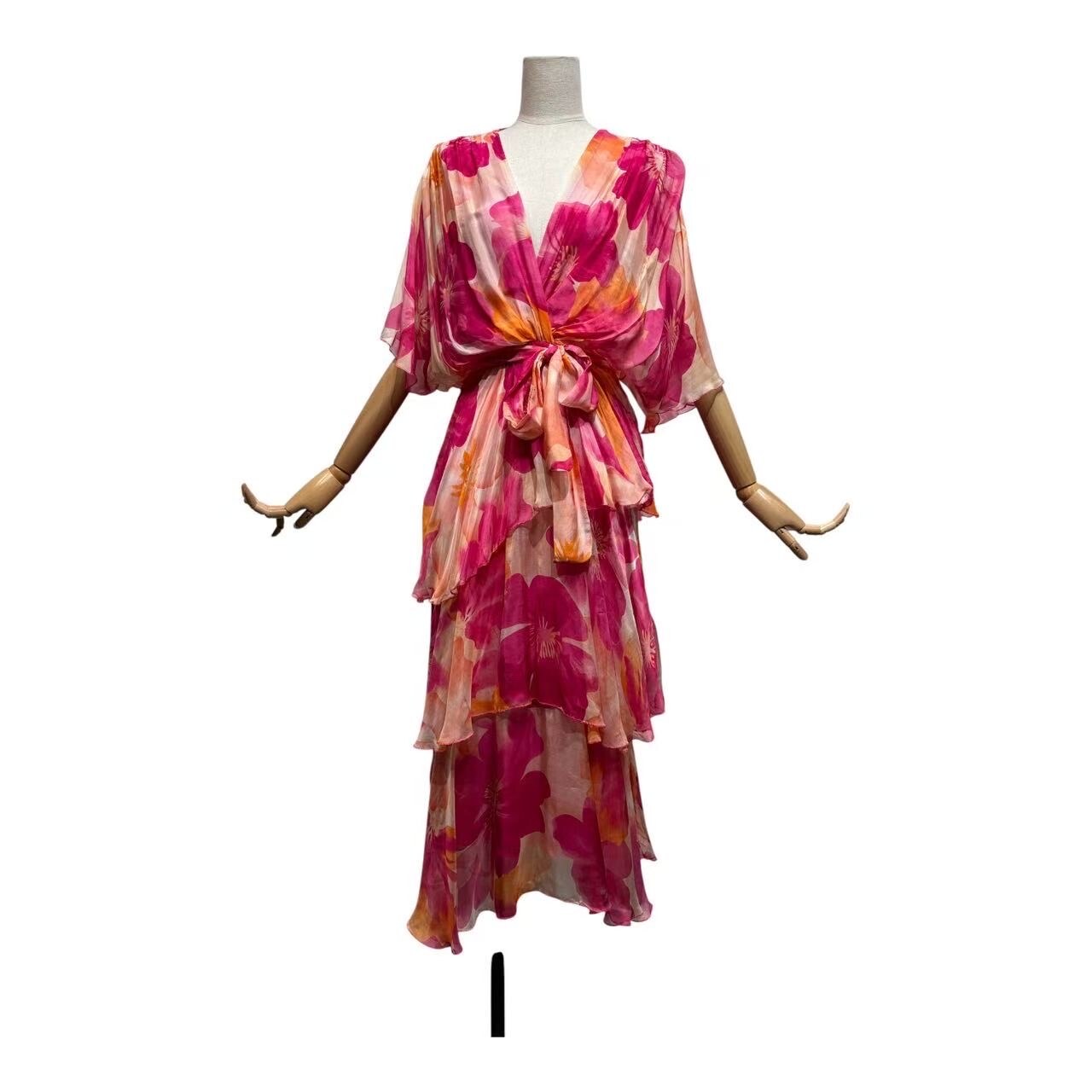 Flowy Long Dress in Silk Blend – Bohemian Chic Floral Print | Paris ...