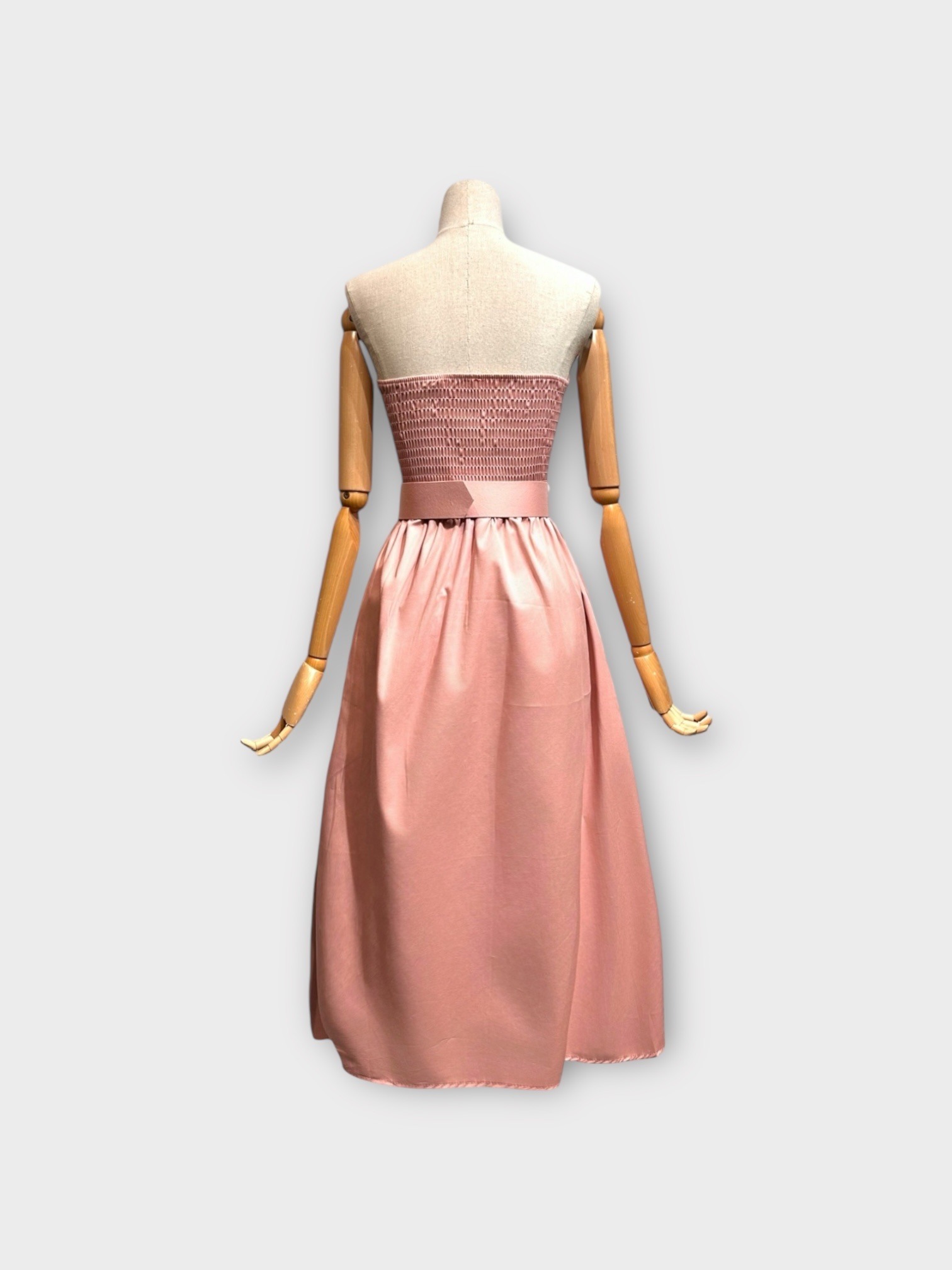 Bustier dress in trapezoid fluid cotton on belt and side pockets - chic ...