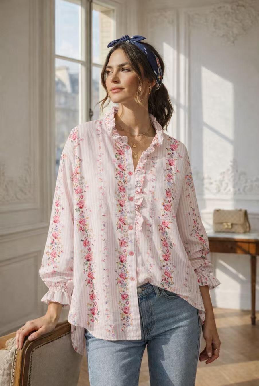 Floral print cotton blouse | Paris Fashion Shops