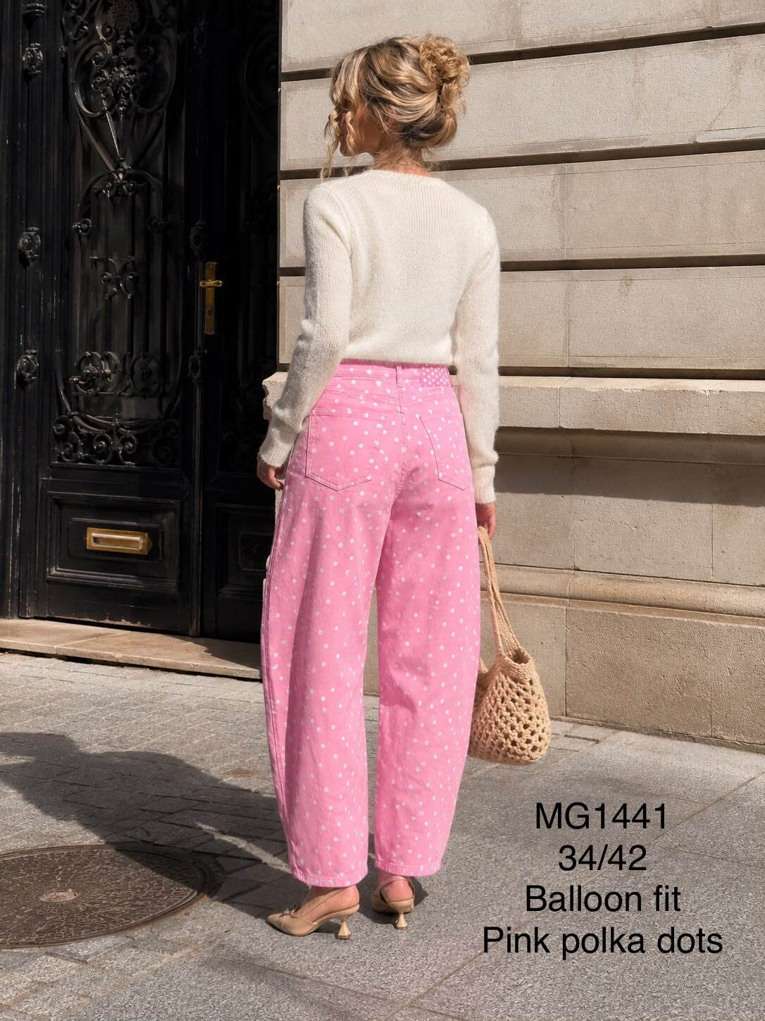 Jean Balloon fit Pink Polka Dots | Paris Fashion Shops