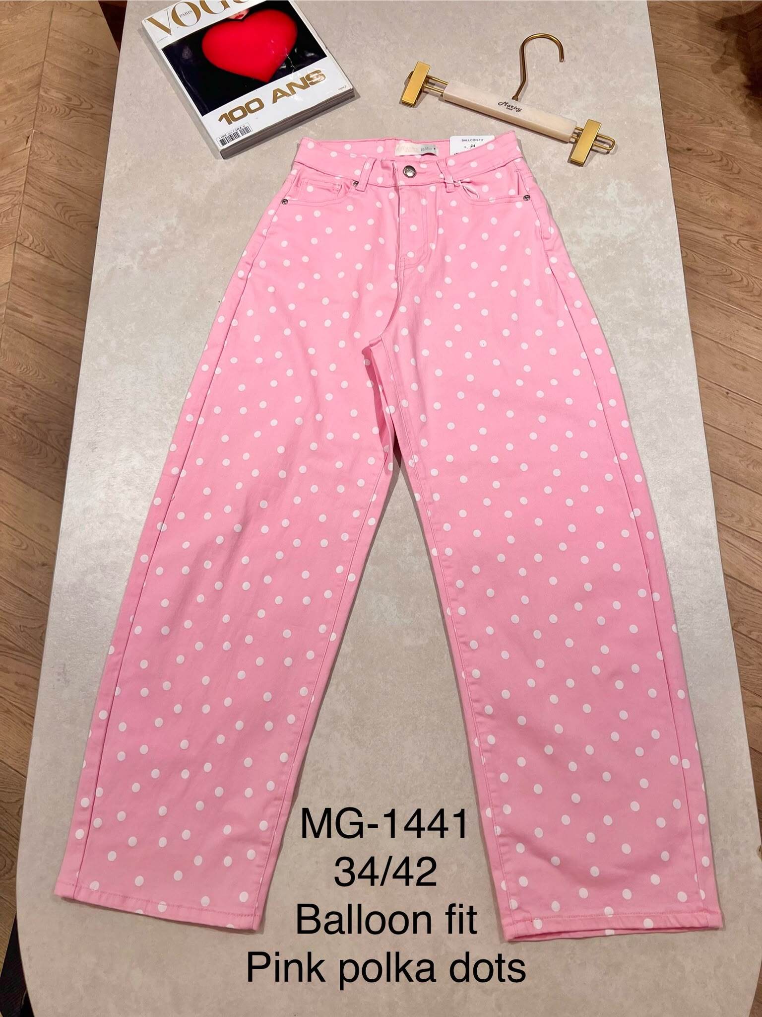 Jean Balloon fit Pink Polka Dots | Paris Fashion Shops