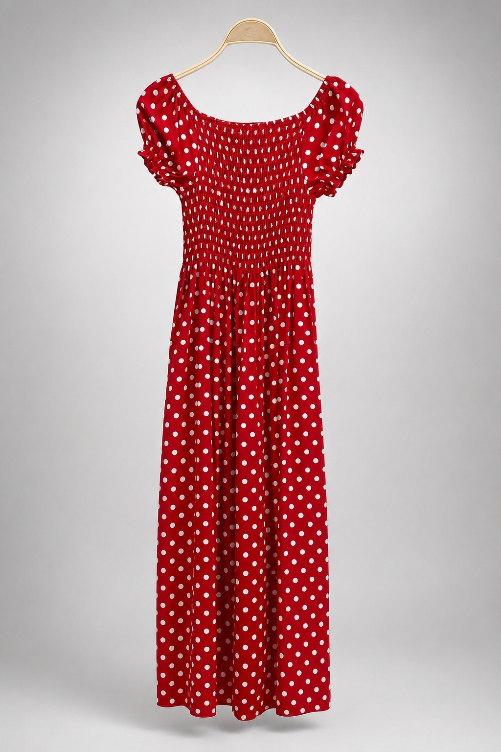 Robe midi smockée à imprimé à pois | Paris Fashion Shops