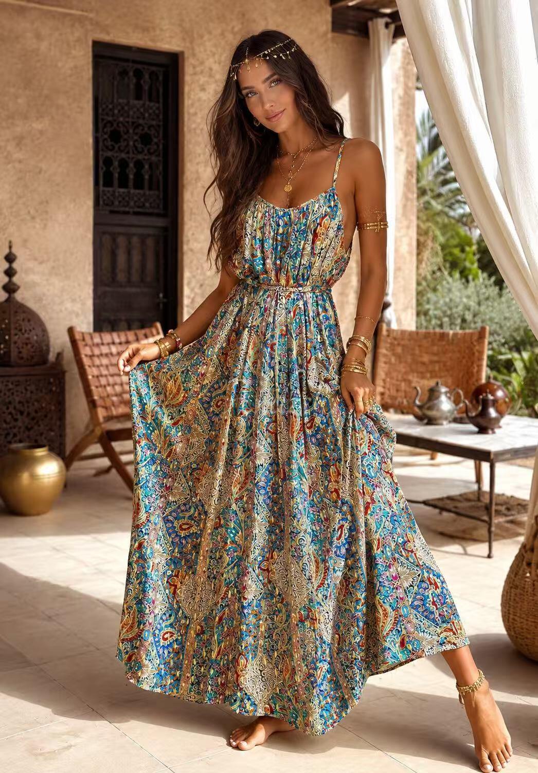 Robe longue ample d’été imprimée | Paris Fashion Shops