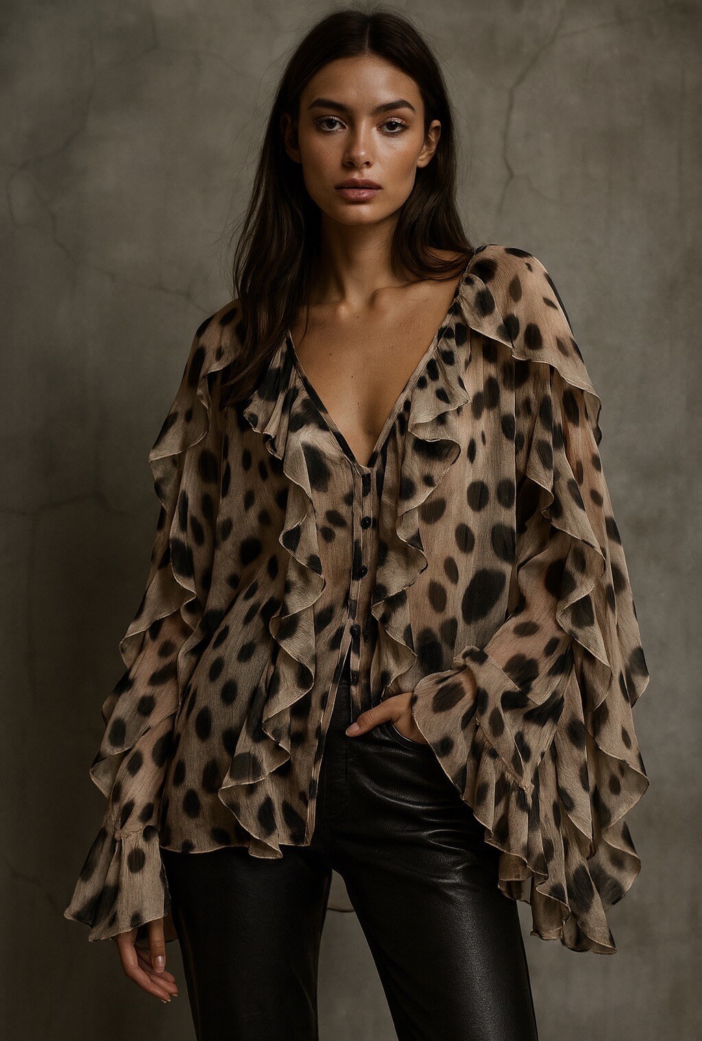 Blouse décolleté en v manches longues | Paris Fashion Shops