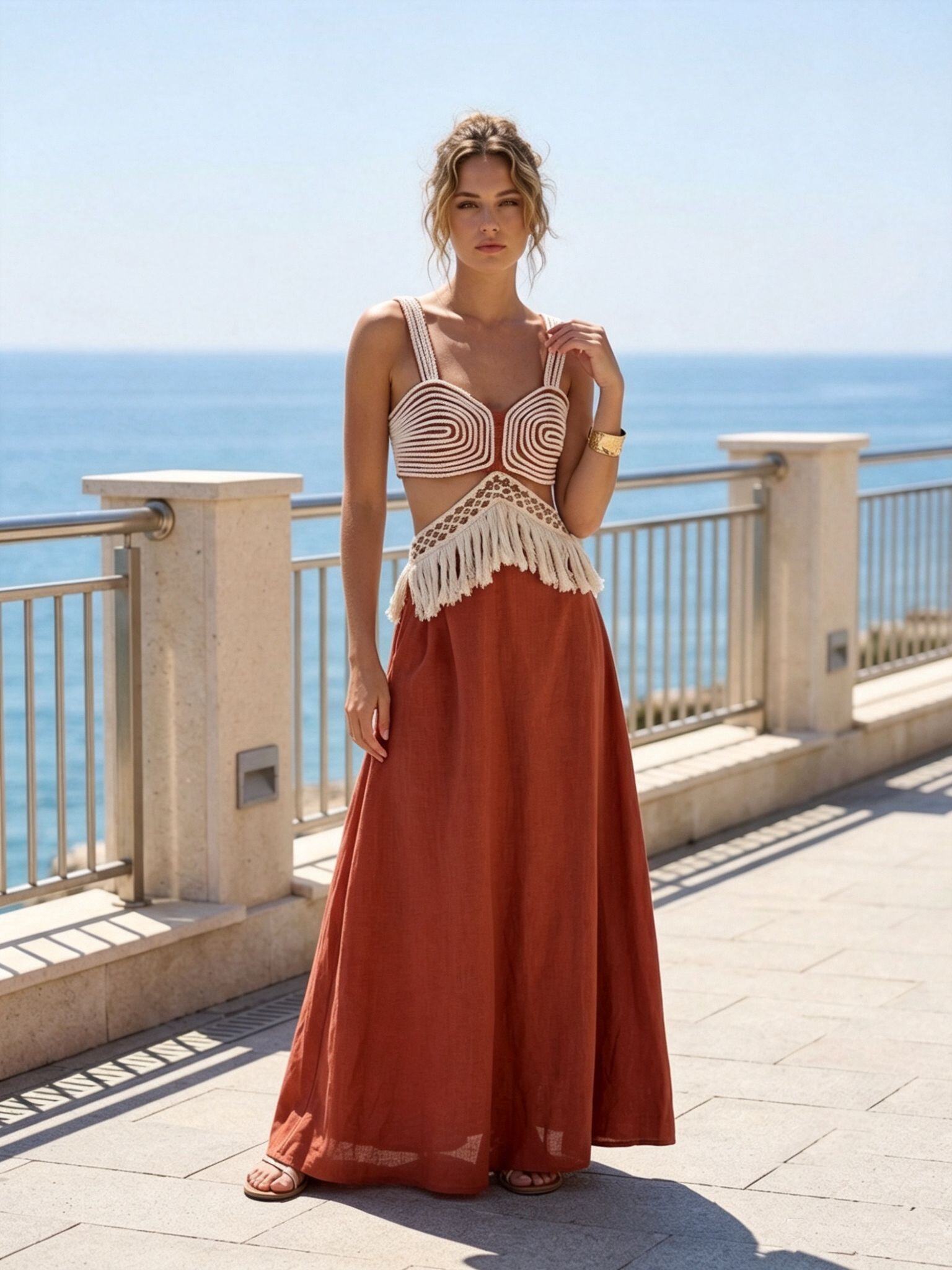 Cotton dress with rope patterns and ruffles. Super elegant. | Paris ...