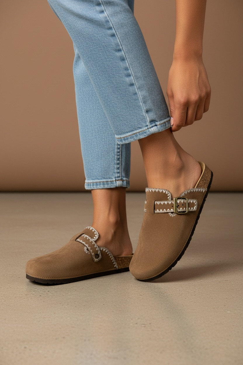 CL539 Closed mules with embroidered trim | Paris Fashion Shops