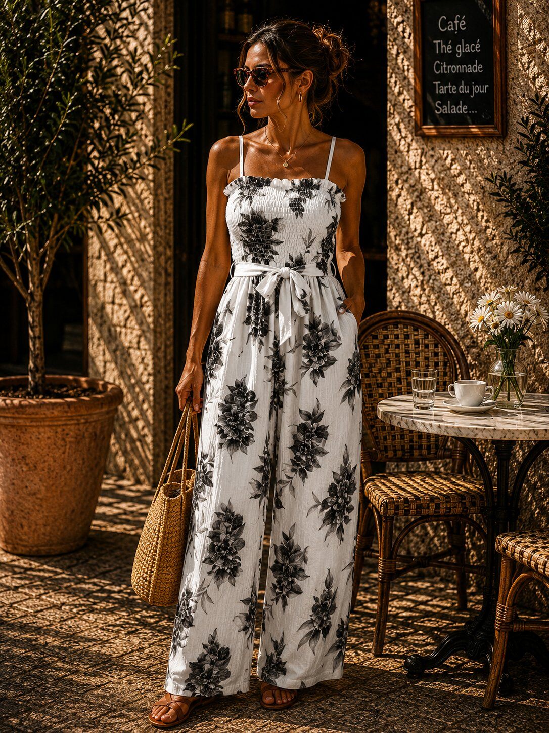 Combinaison Imprimé Floral Taille Smockée - TATIANA | Paris Fashion Shops