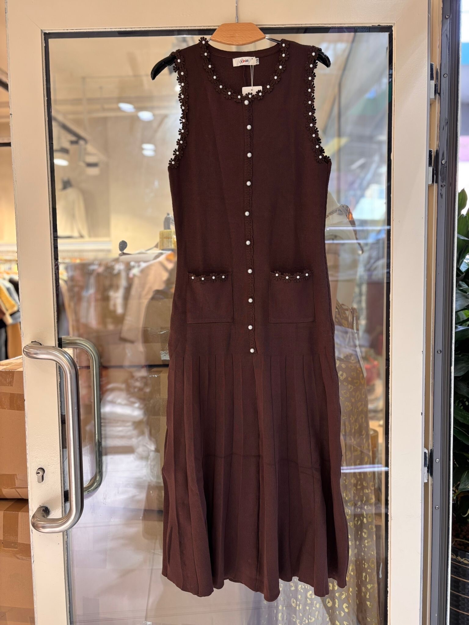 Midi dress with buttons and short sleeves | Paris Fashion Shops
