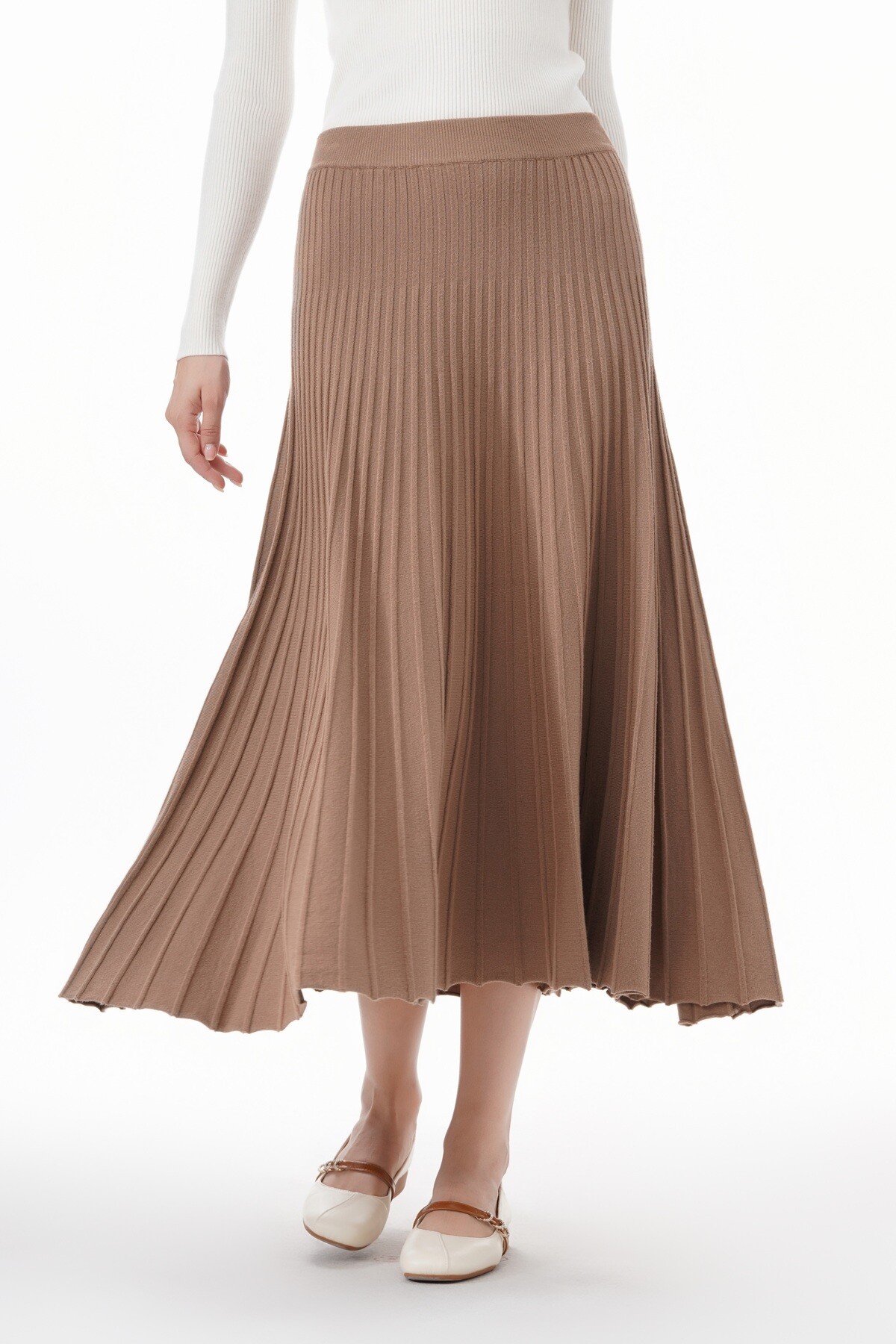 Falda Larga de Punto Plisada y Acampanada | Paris Fashion Shops