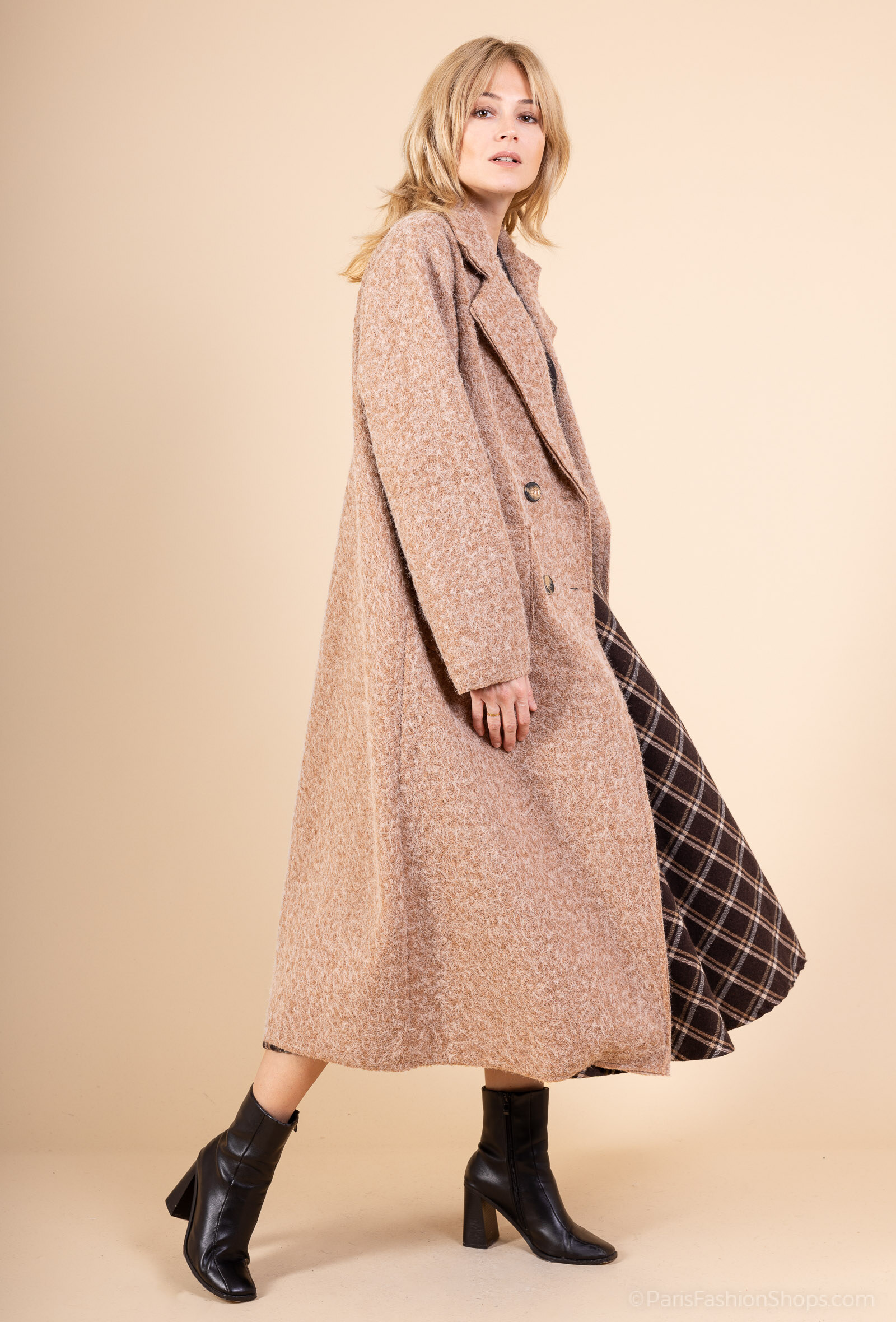 Manteau long avec bouton | Paris Fashion Shops