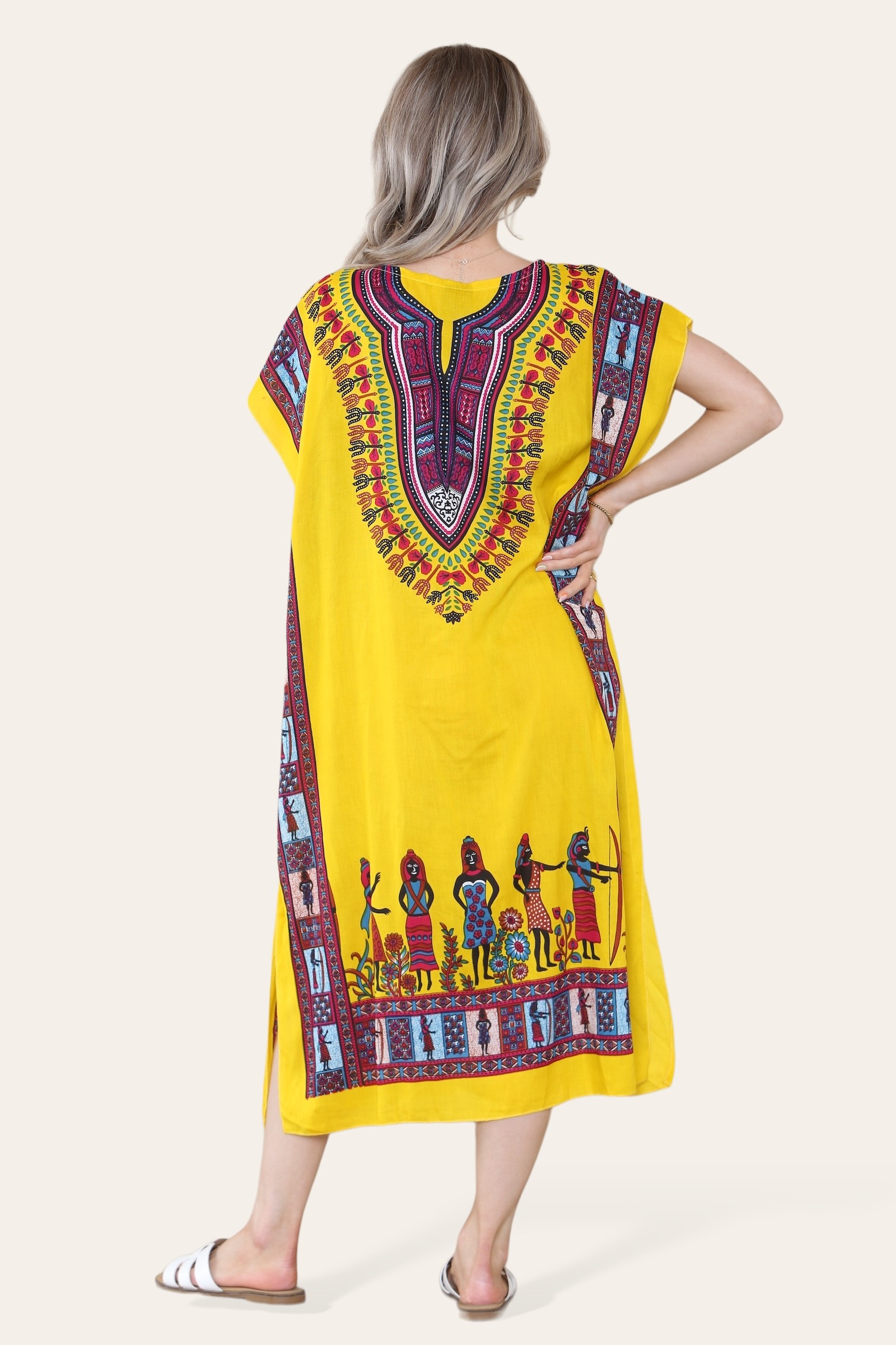 Mid-length dress with ethnic African-style print, bold, ref. 7002 ...