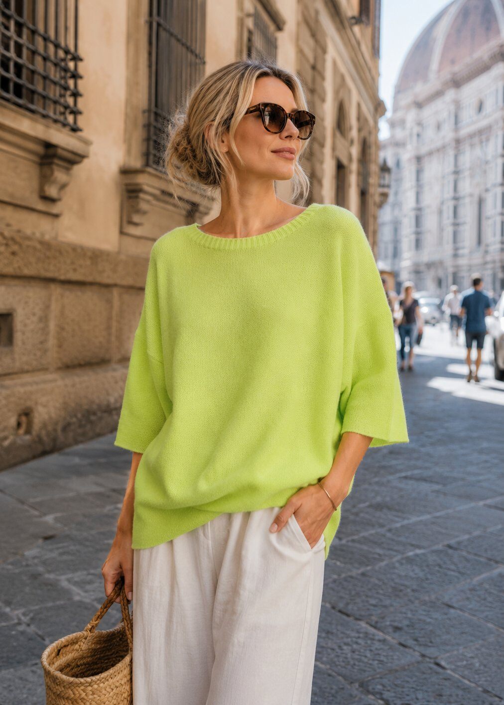 Pull en laine tricoté vert citron surdimensionné – Élégant pull à ...