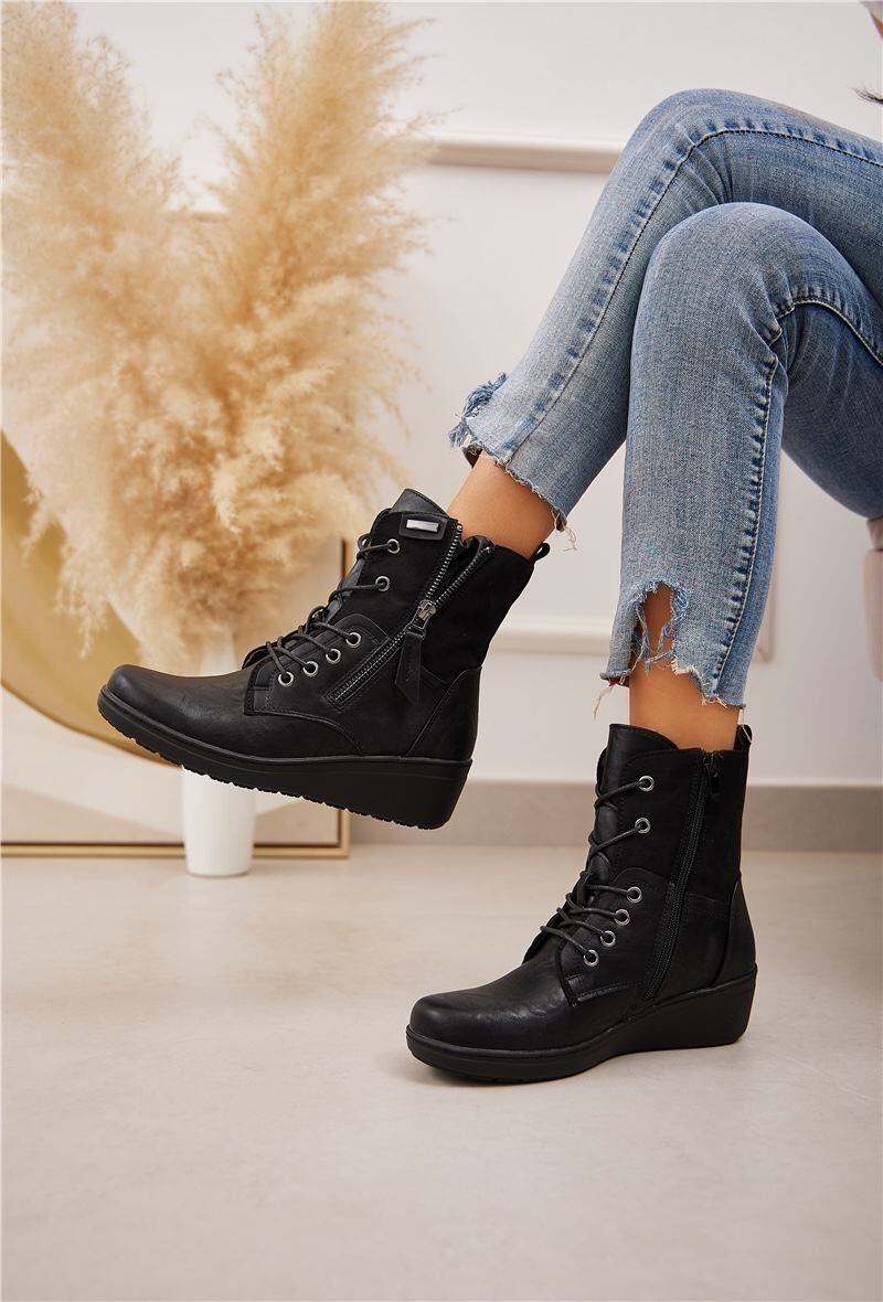Two-tone wedge lace-up ankle boots (Restock) | Paris Fashion Shops