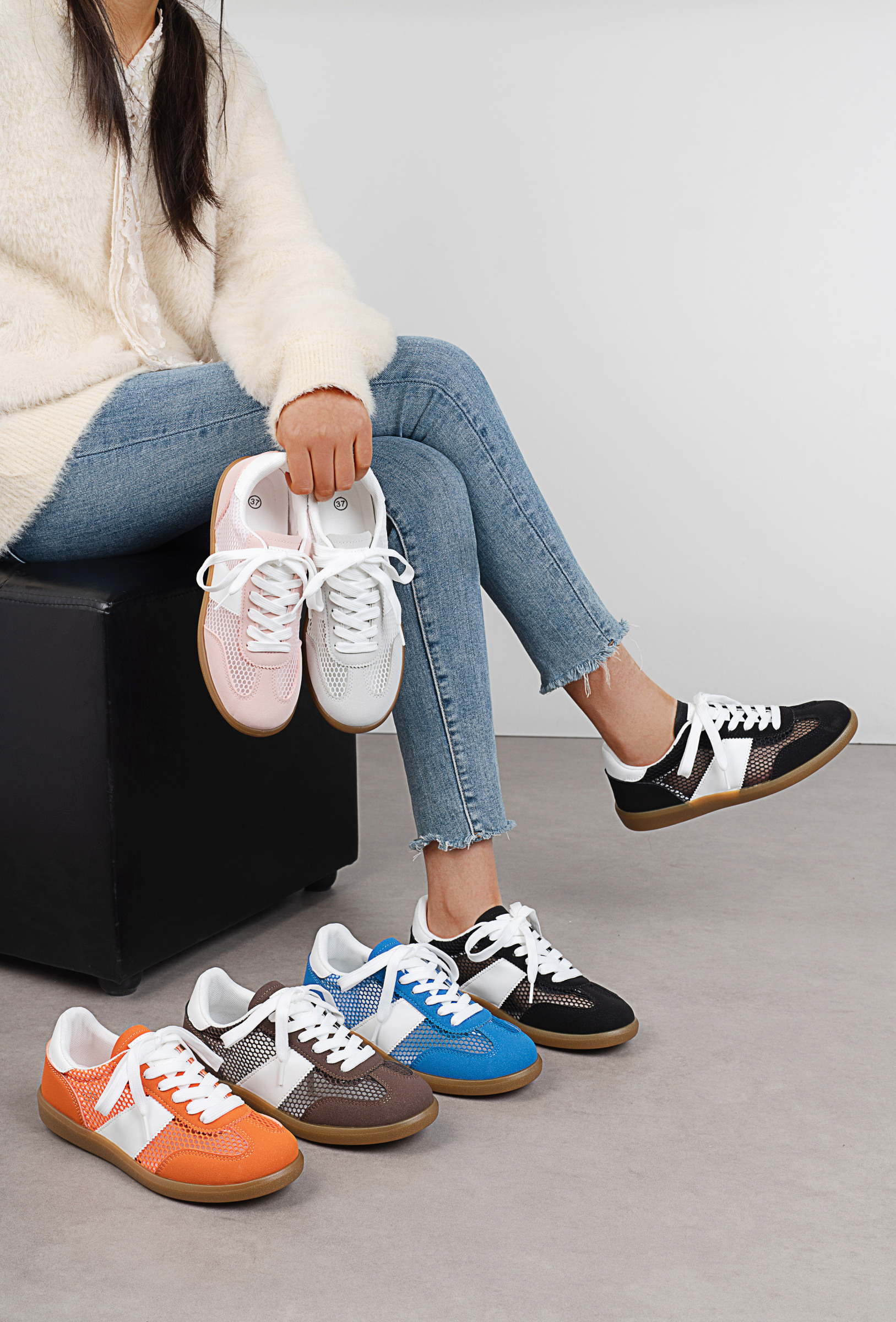 Two-tone lightweight mesh sneakers | Paris Fashion Shops