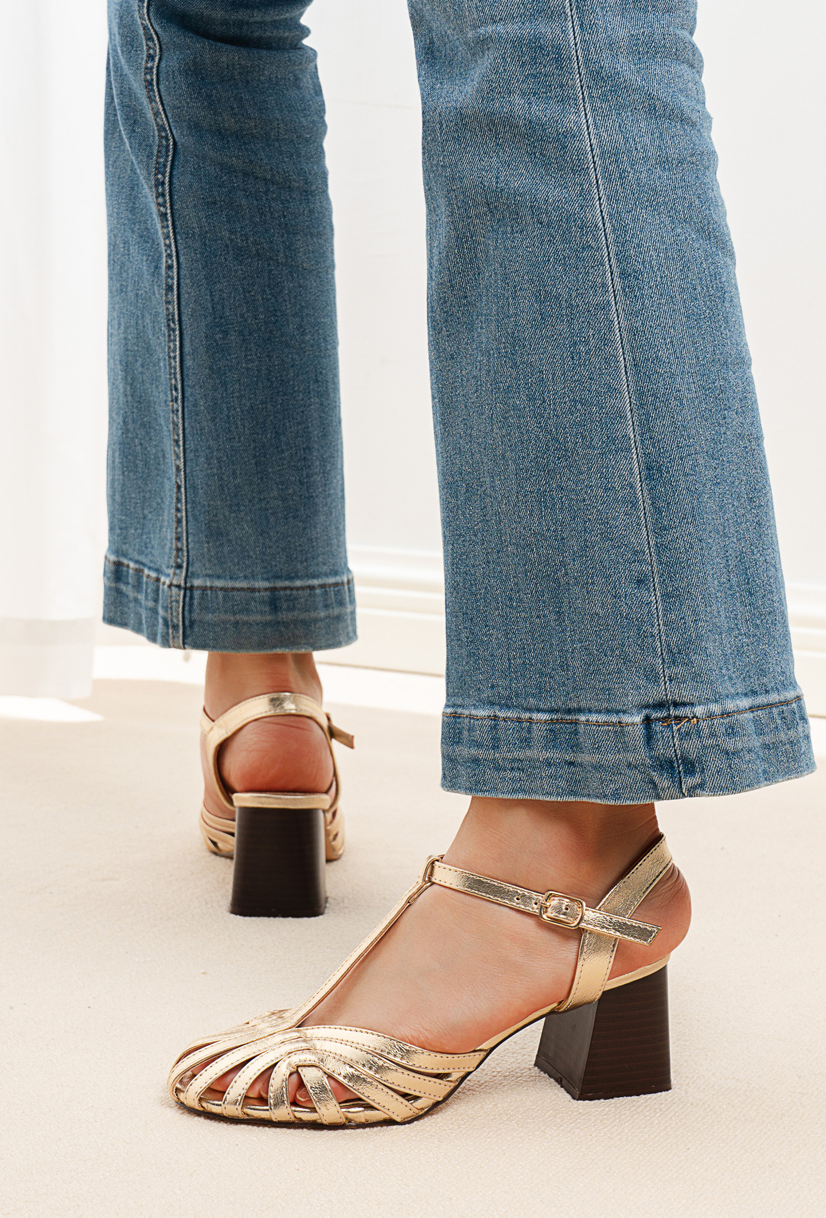 Sandal – Retro Cage Weave and 6cm Block Heel | Paris Fashion Shops