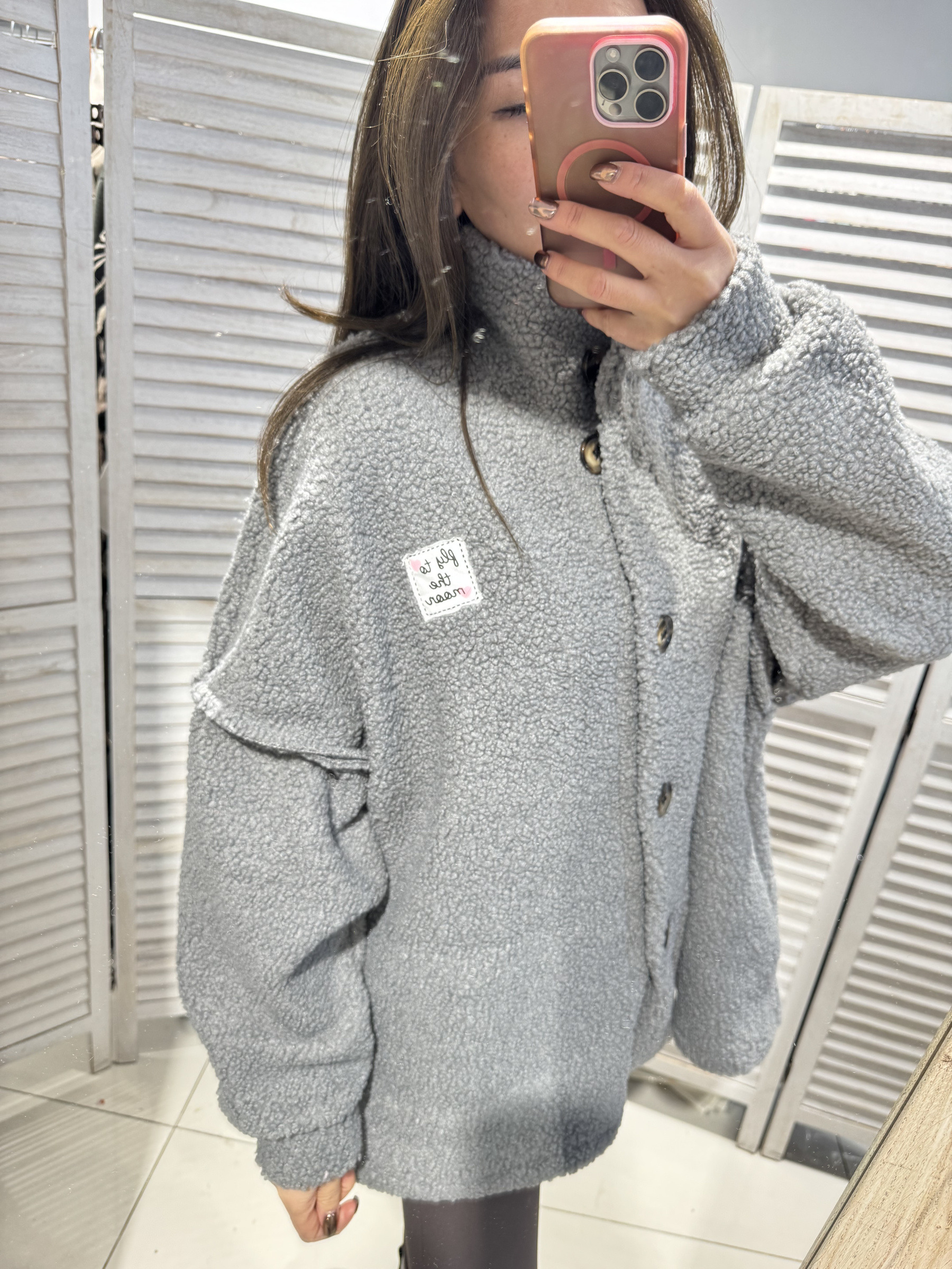 Veste teddy oversize à boutons | Paris Fashion Shops