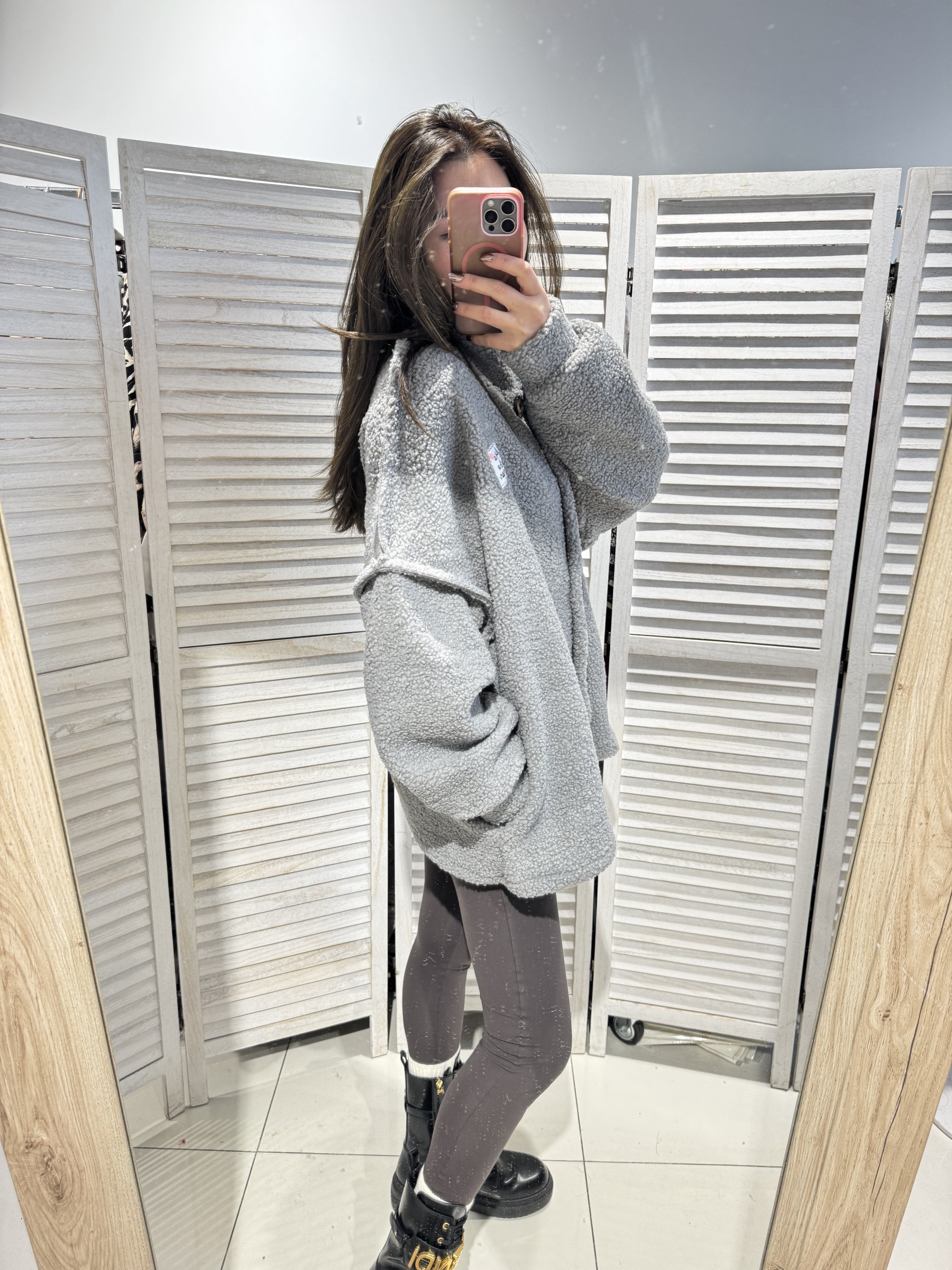 Veste teddy oversize à boutons | Paris Fashion Shops