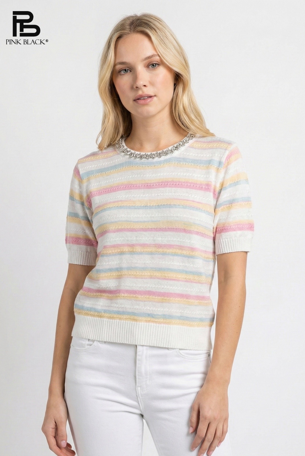 Pull à col rond rayé | Paris Fashion Shops