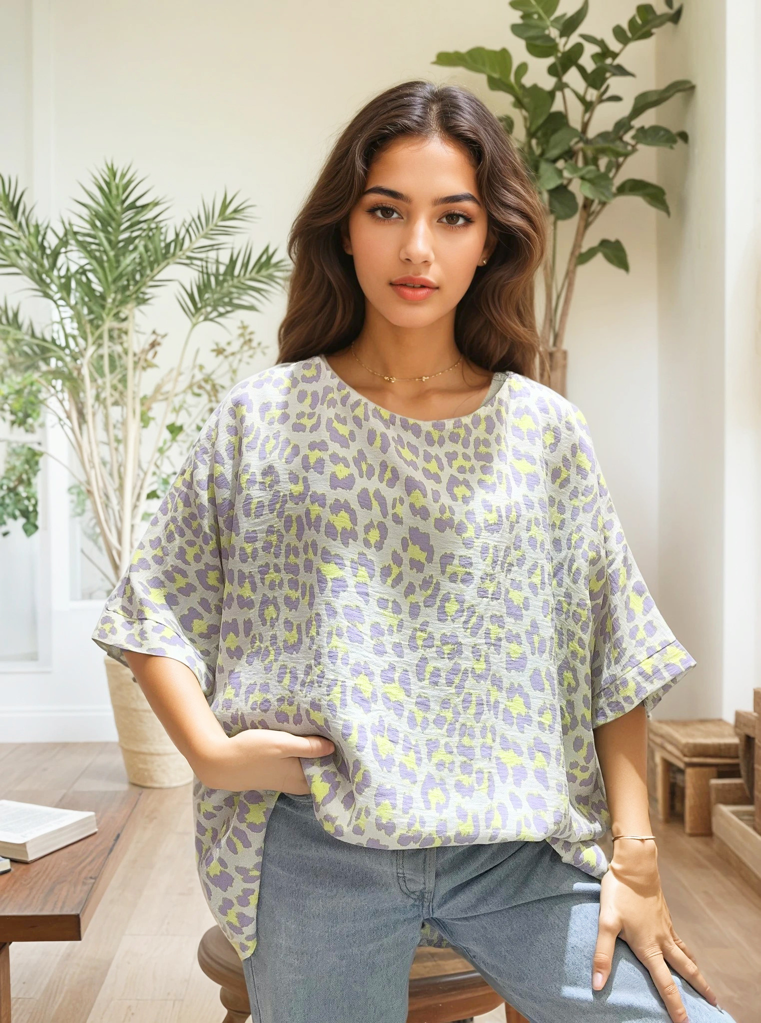 Leopard print viscose t-shirt Zafa | Paris Fashion Shops